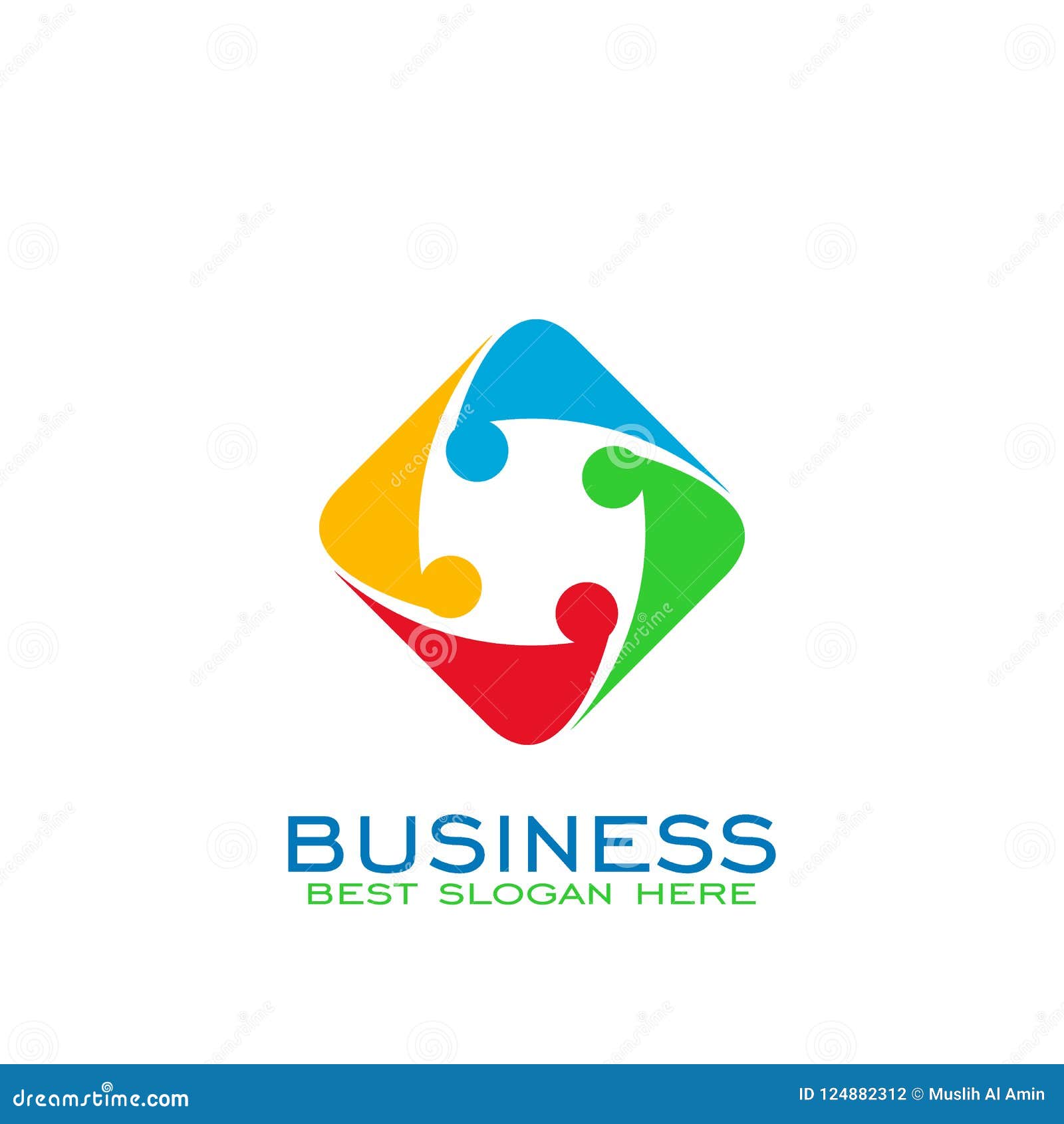Square People Logo, Teamwork Flat Logo Colorful Design. Stock Vector ...