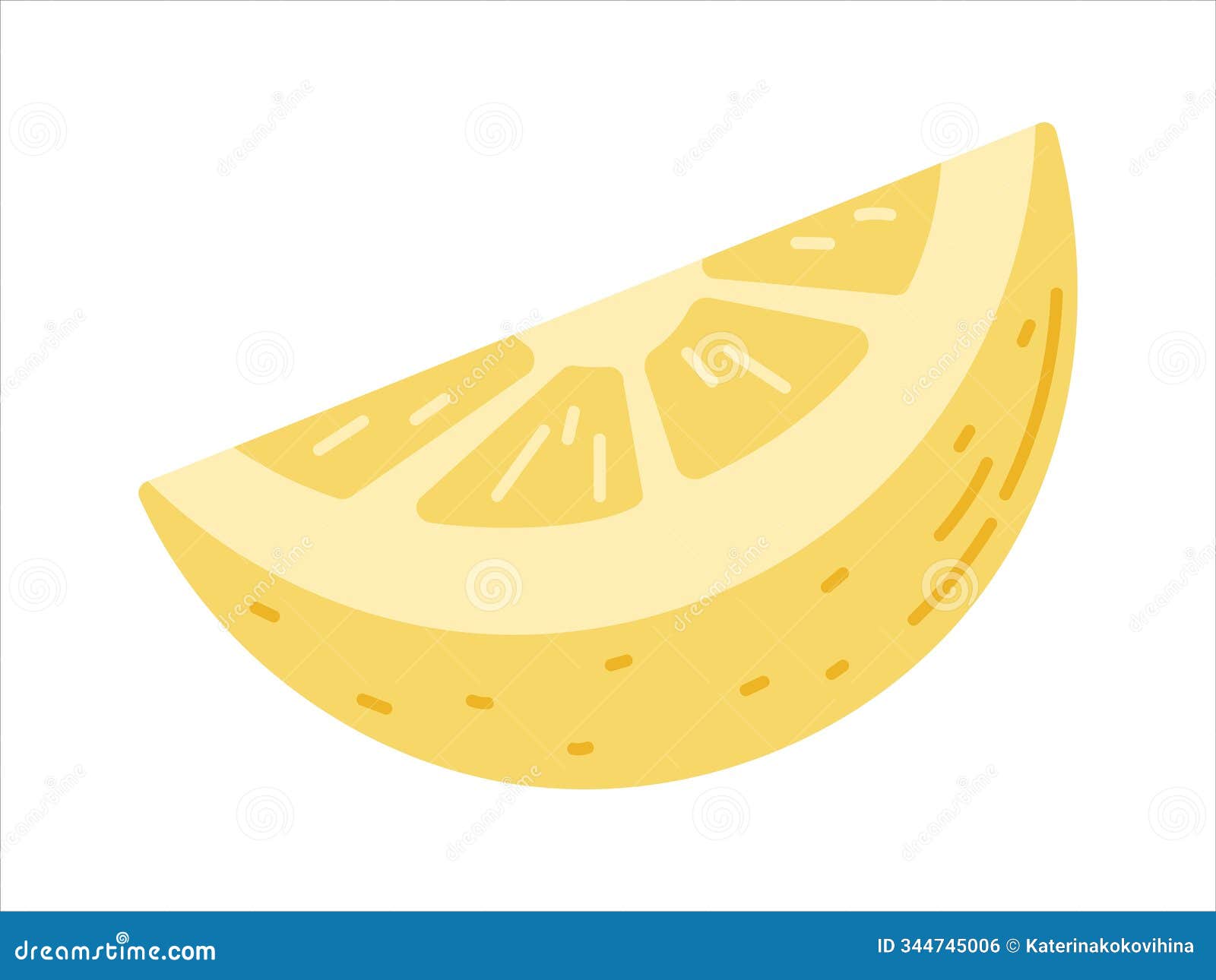 Vector Isolated on White Flat Illustration of Slice of Sour Lemon ...