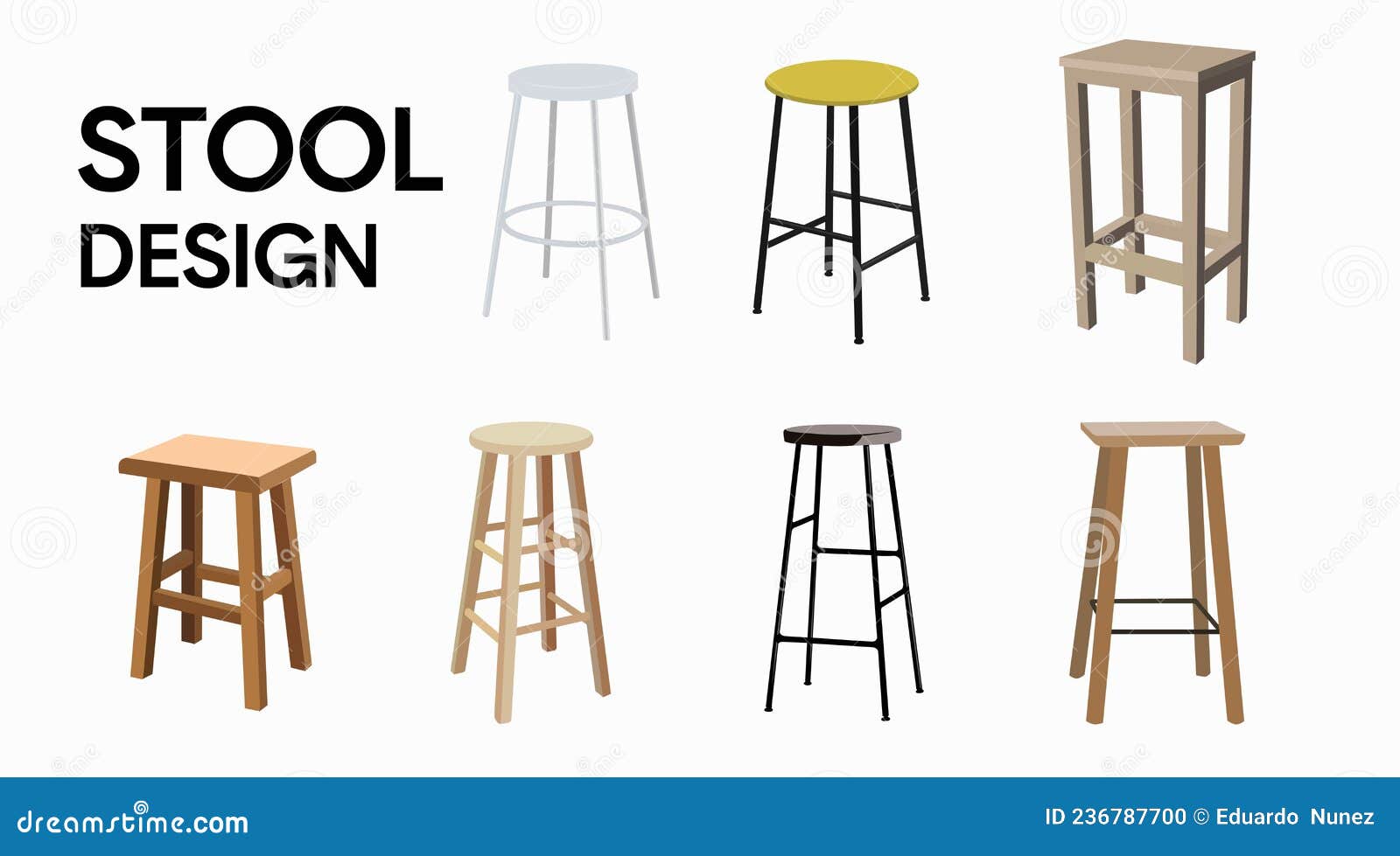 Vector Isolated Wooden Stools Set, Vector Illustration Stock Vector ...