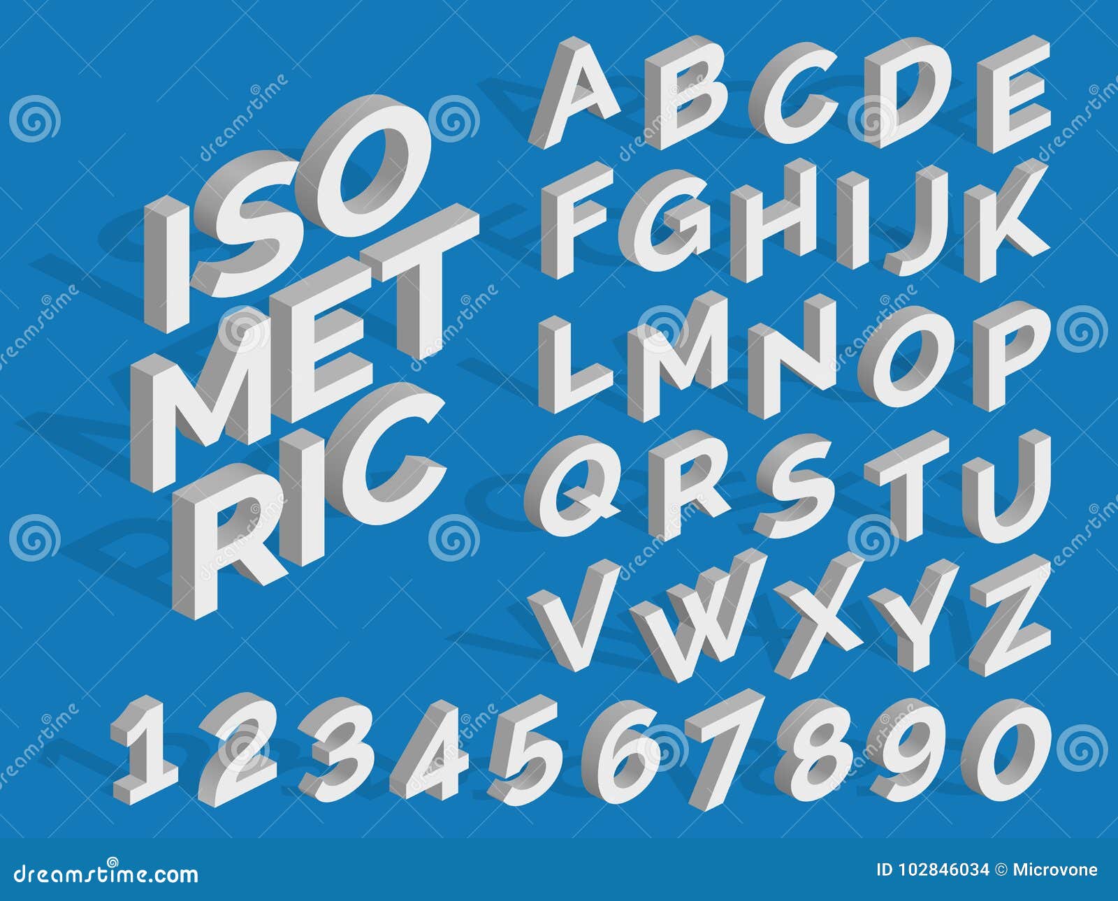Vector Isometric Alphabet and Numbers. Funky 3d Font Stock Vector ...