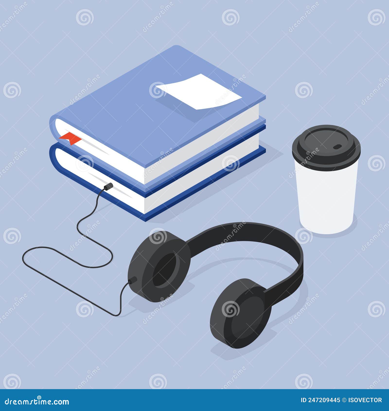 Isometric Audiobook Concept Illustration Stock Vector - Illustration of ...