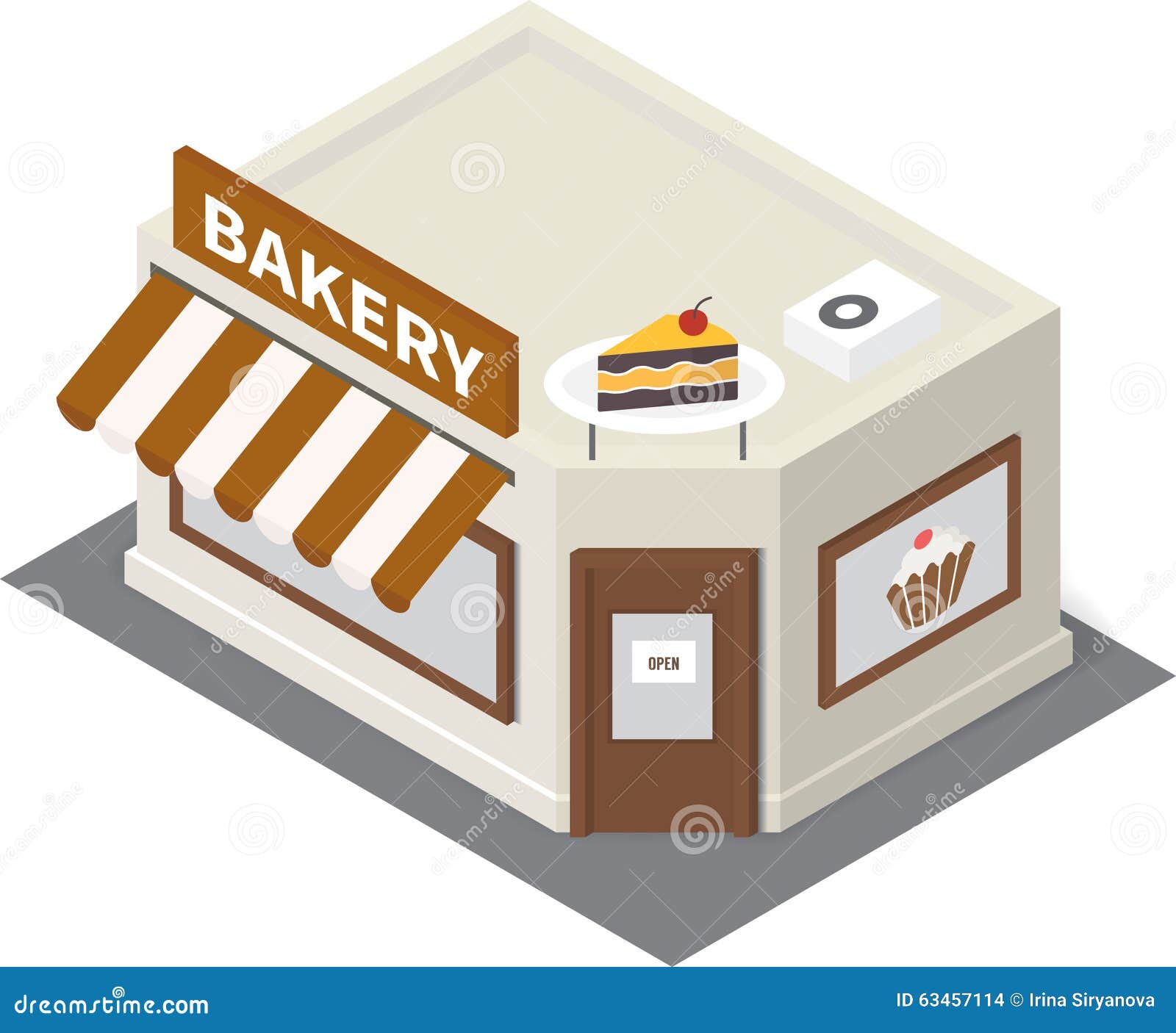 Vector Isometric Bakery Building Icon Stock Vector - Illustration of ...