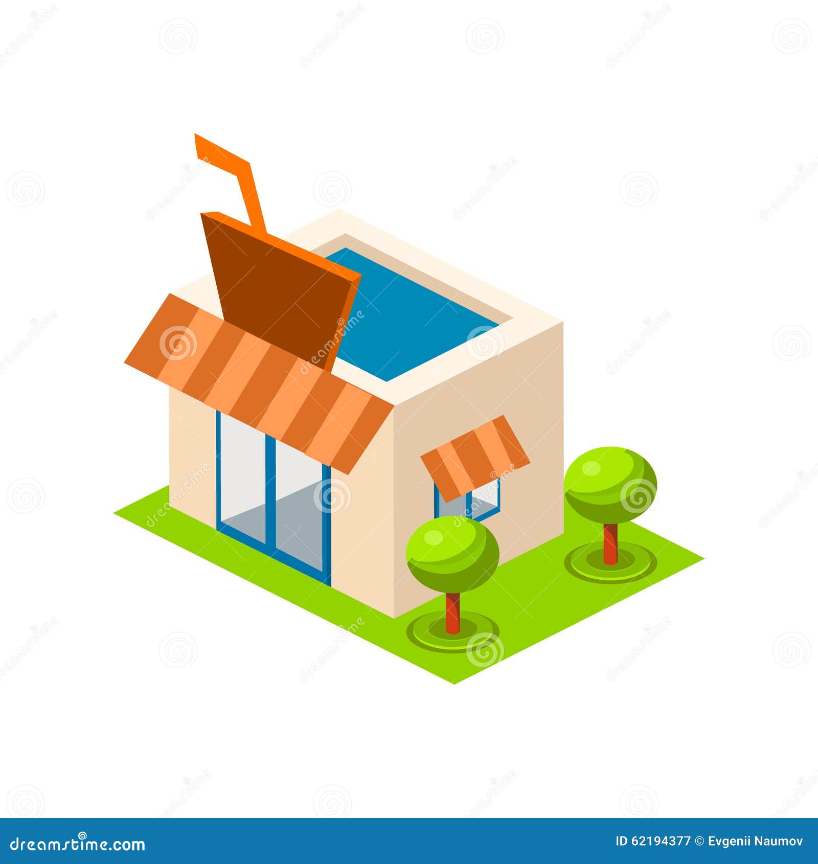 Vector Isometric Bar Building Icon Infographic Stock Vector ...