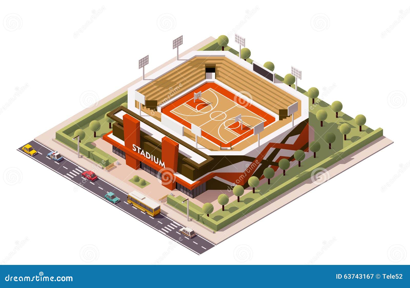 Vector Isometric Basketball Arena Stock Vector - Illustration of ...