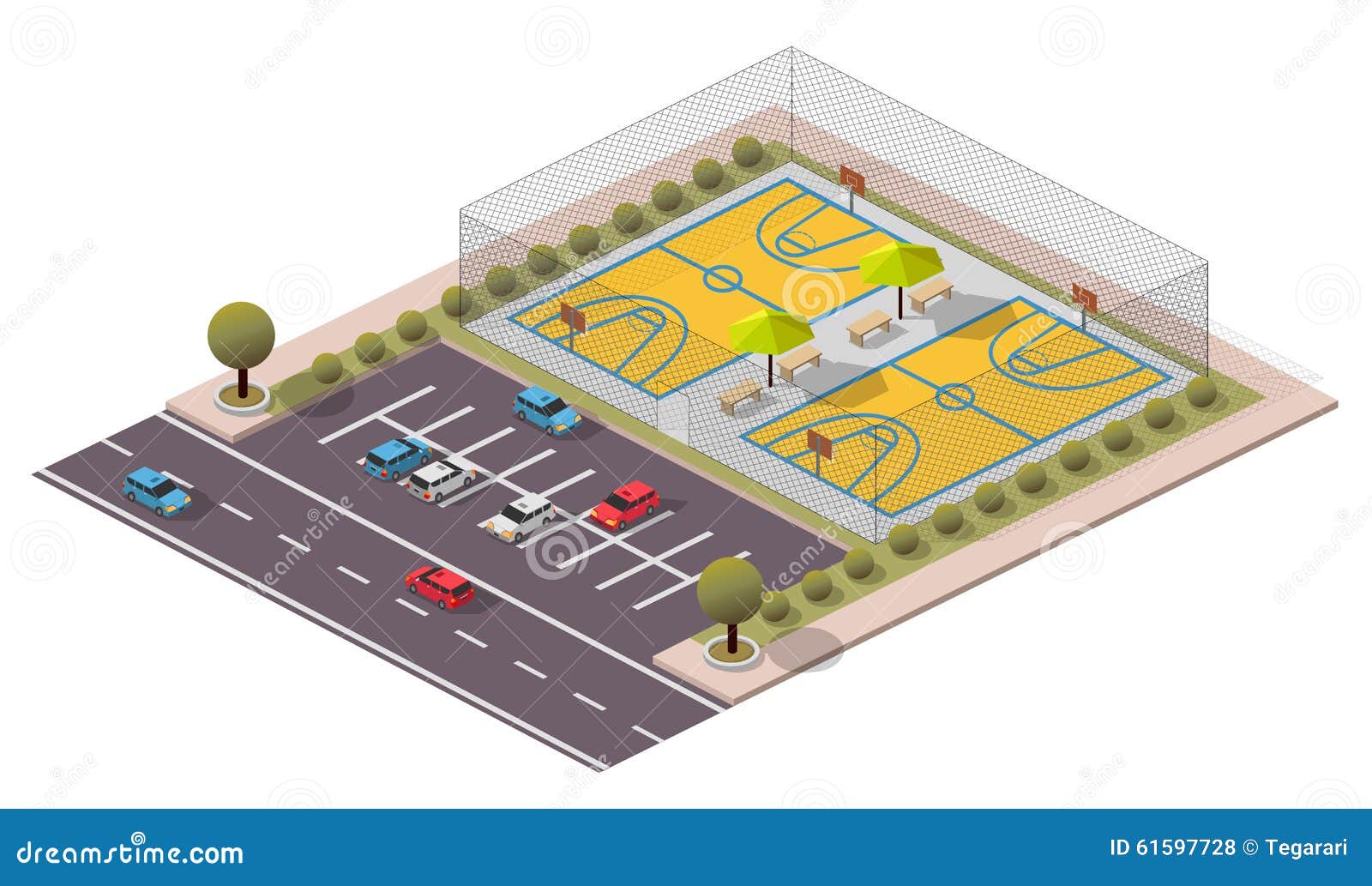 Vector Isometric Basketball Field Stock Vector - Illustration of basket ...