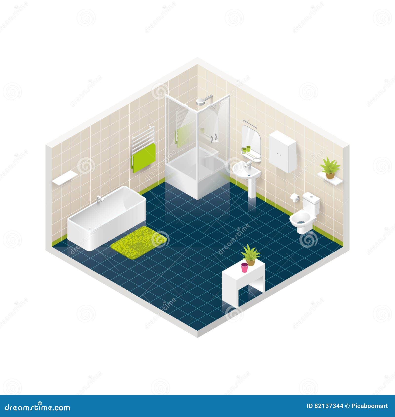 Vector Isometric Bathroom Icon Stock Vector - Illustration of ...