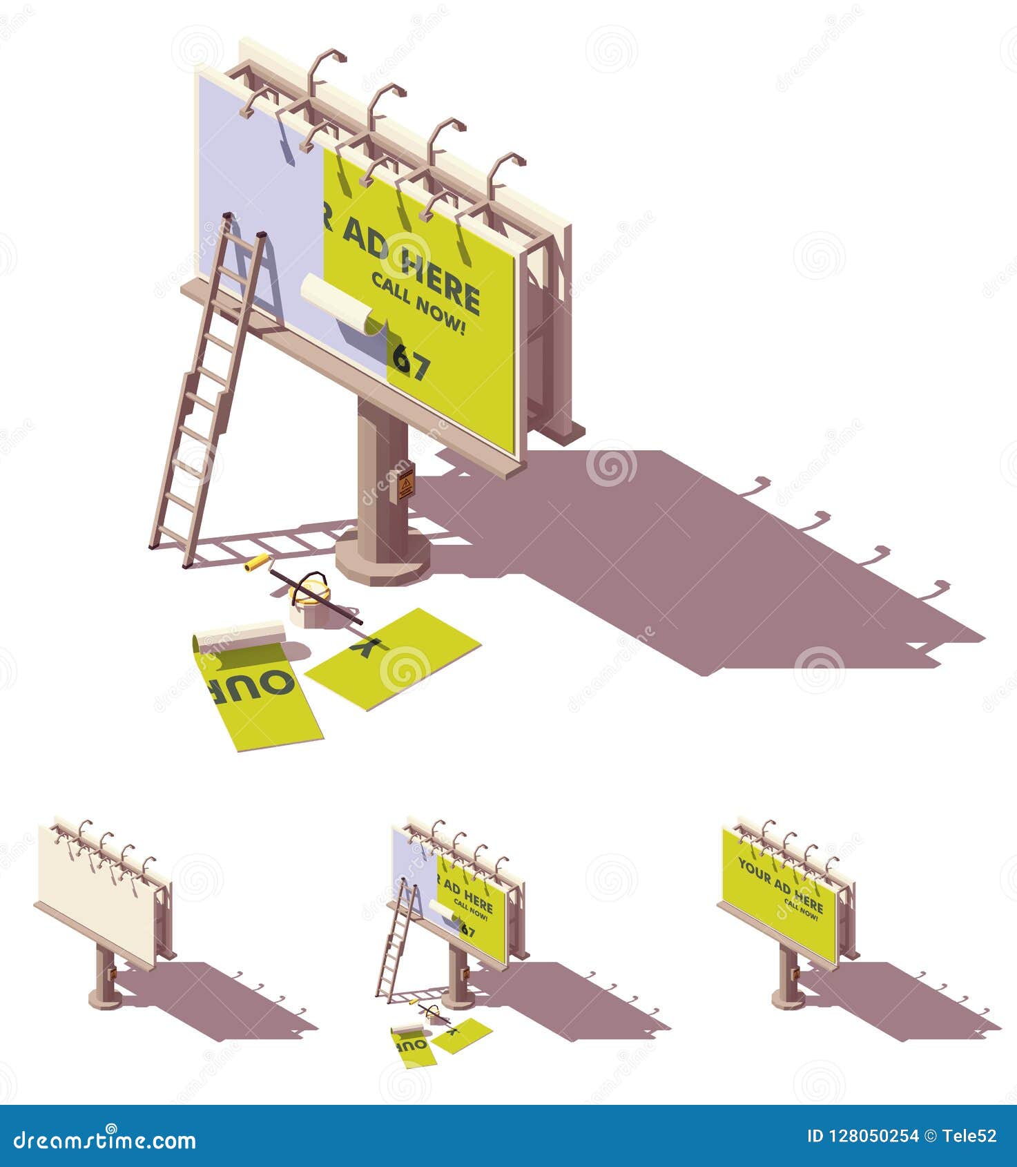 Vector isometric billboard stock vector. Illustration of advertise ...