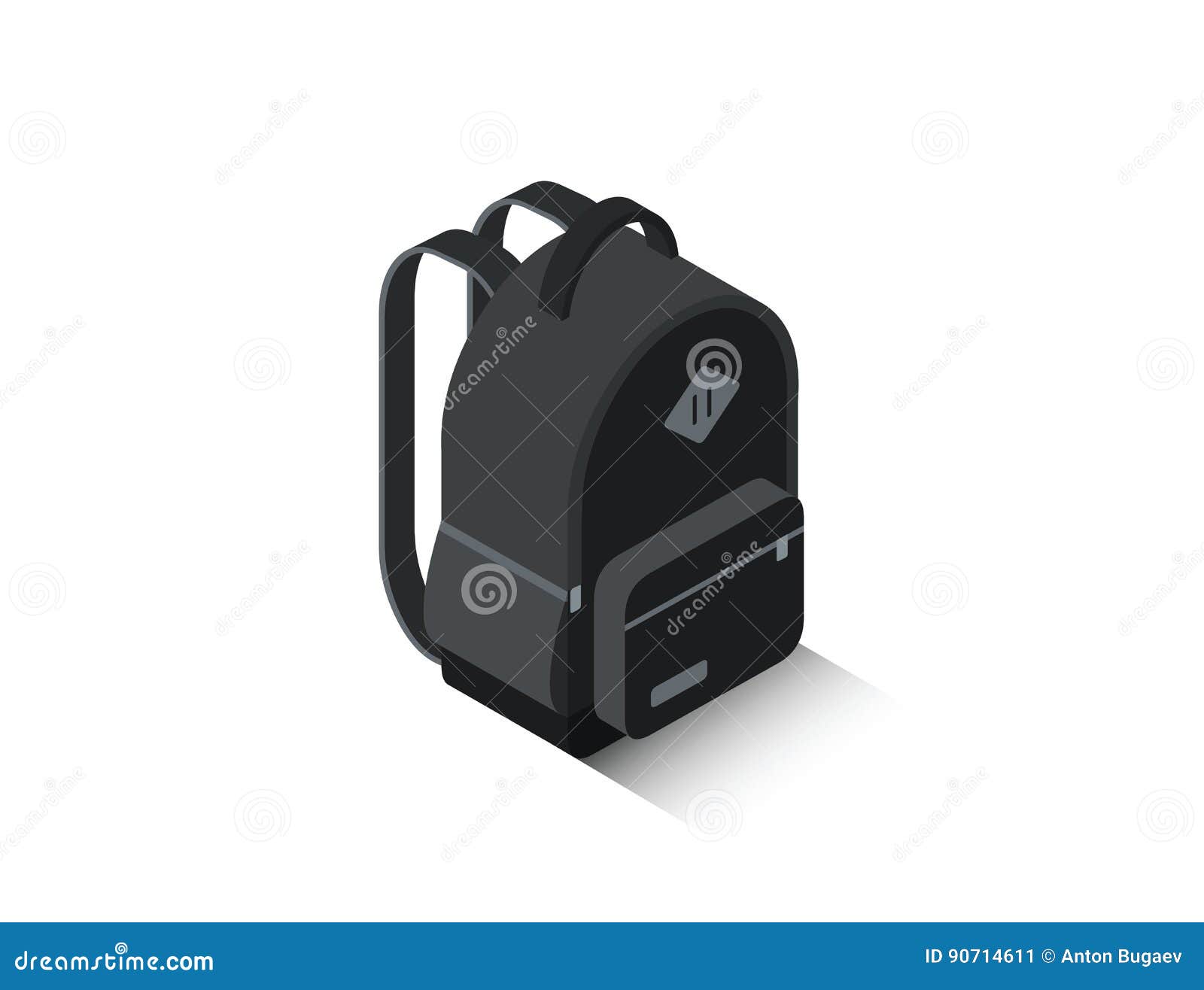 Vector Isometric Black School Backpack Stock Vector - Illustration of ...