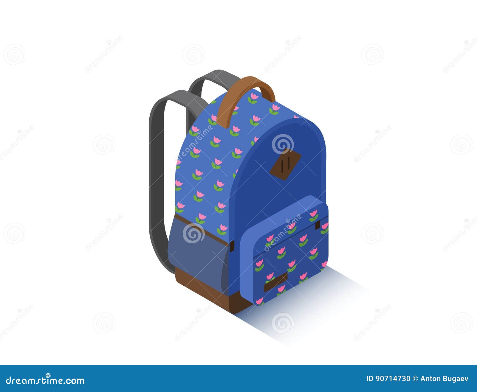Vector Isometric Blue School Backpack Stock Vector - Illustration of ...