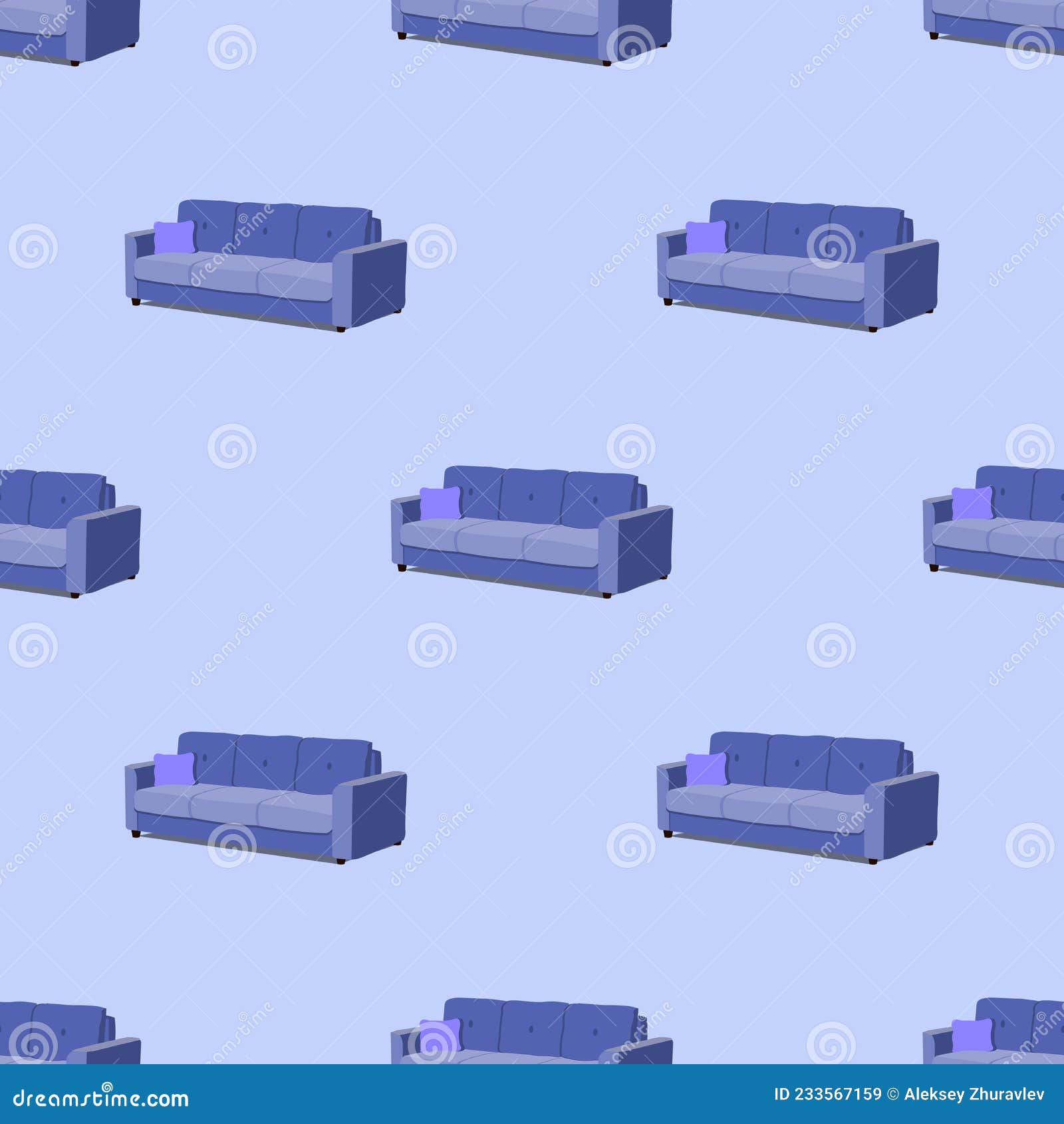 Vector Isometric Blue Sofa Seamless Pattern EPS Stock Vector ...