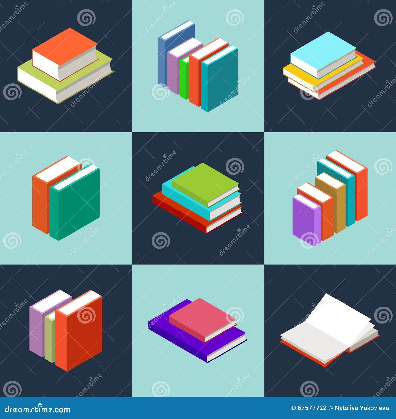 Vector isometric books stock vector. Illustration of concept - 67577722