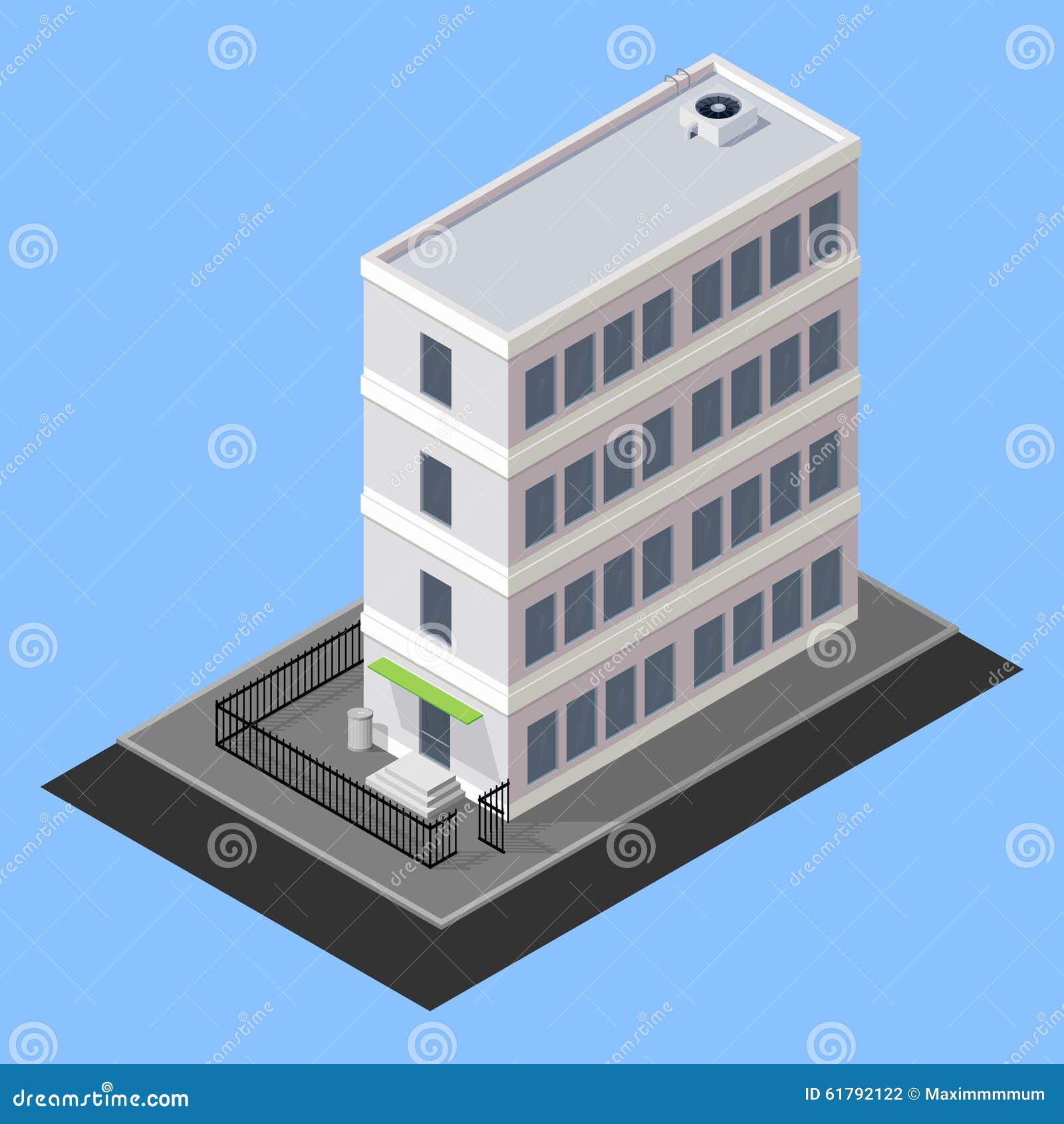 Vector isometric building stock vector. Illustration of business - 61792122
