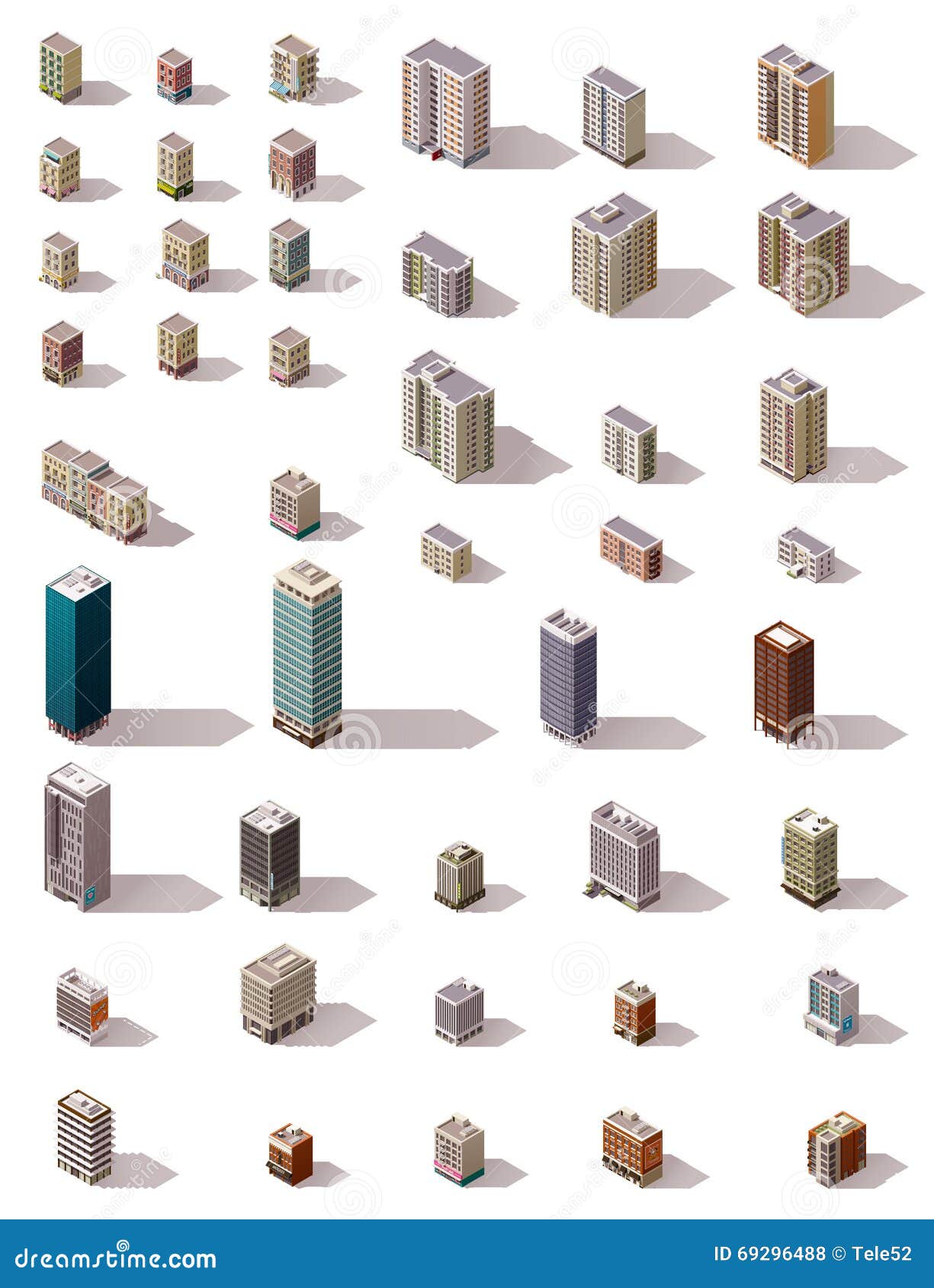 Vector Isometric Buildings Set Stock Vector - Illustration of condo ...