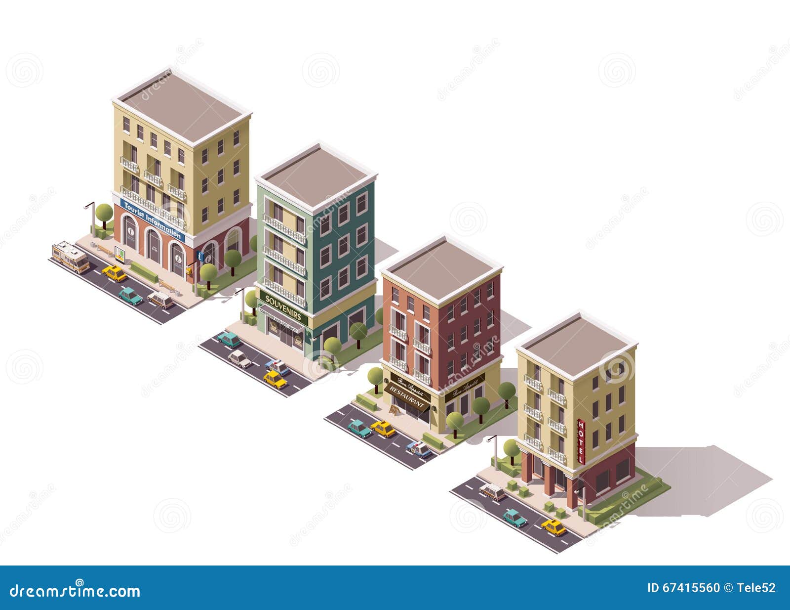 Vector Isometric Buildings Set Stock Vector - Illustration of building ...