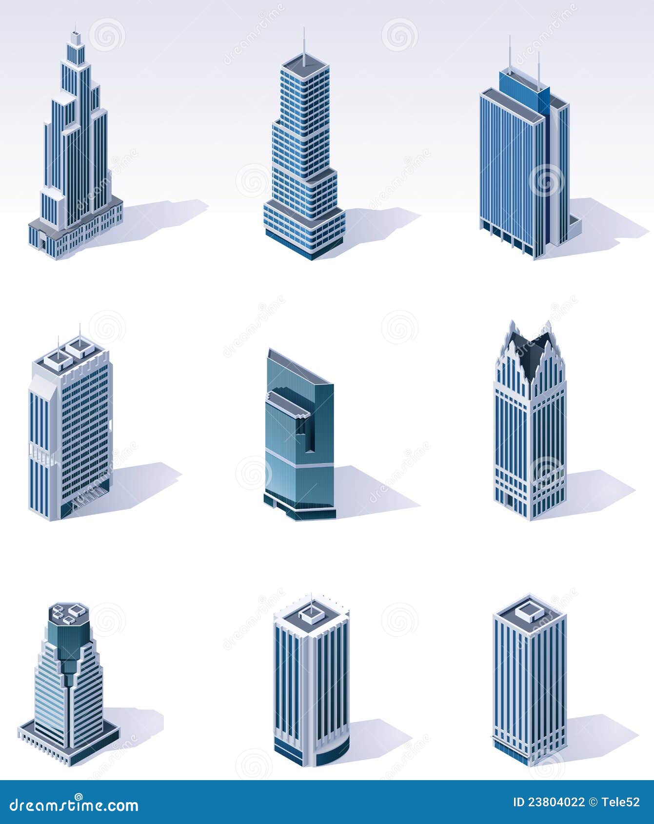 Vector Isometric Buildings. Skyscrapers Stock Vector - Illustration of ...