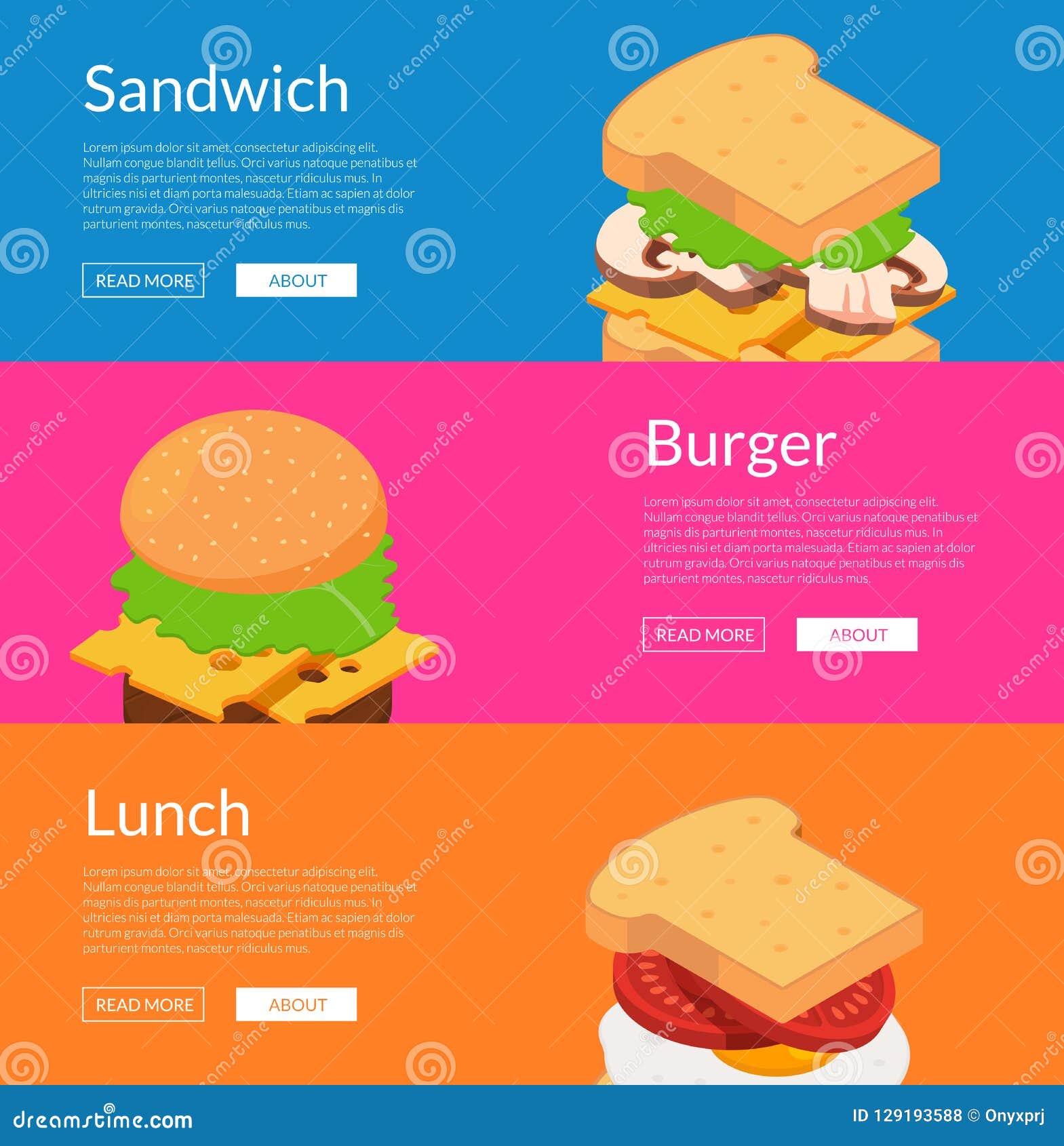 Vector Isometric Burger with Ingredients Banner Illustration Stock ...