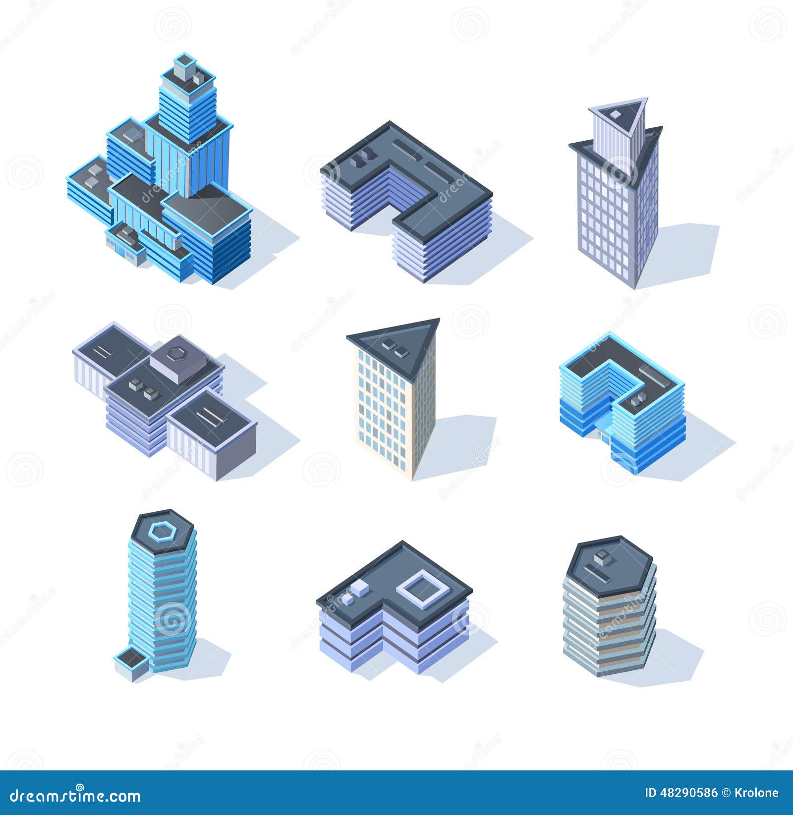 Vector Isometric Business City Center Buildings Stock Vector ...
