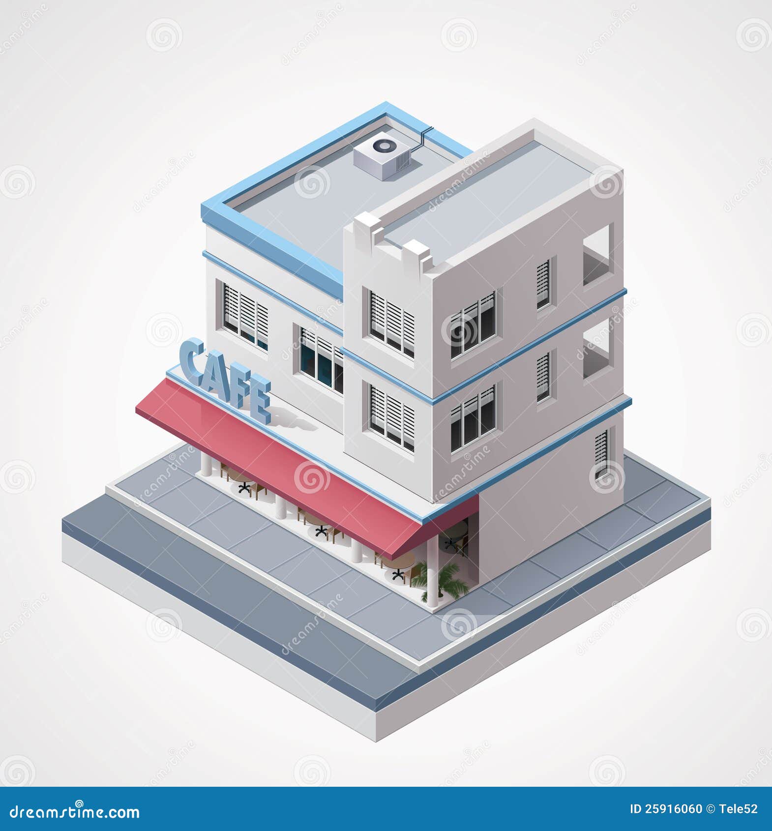 Vector isometric cafe stock vector. Illustration of awnings - 25916060