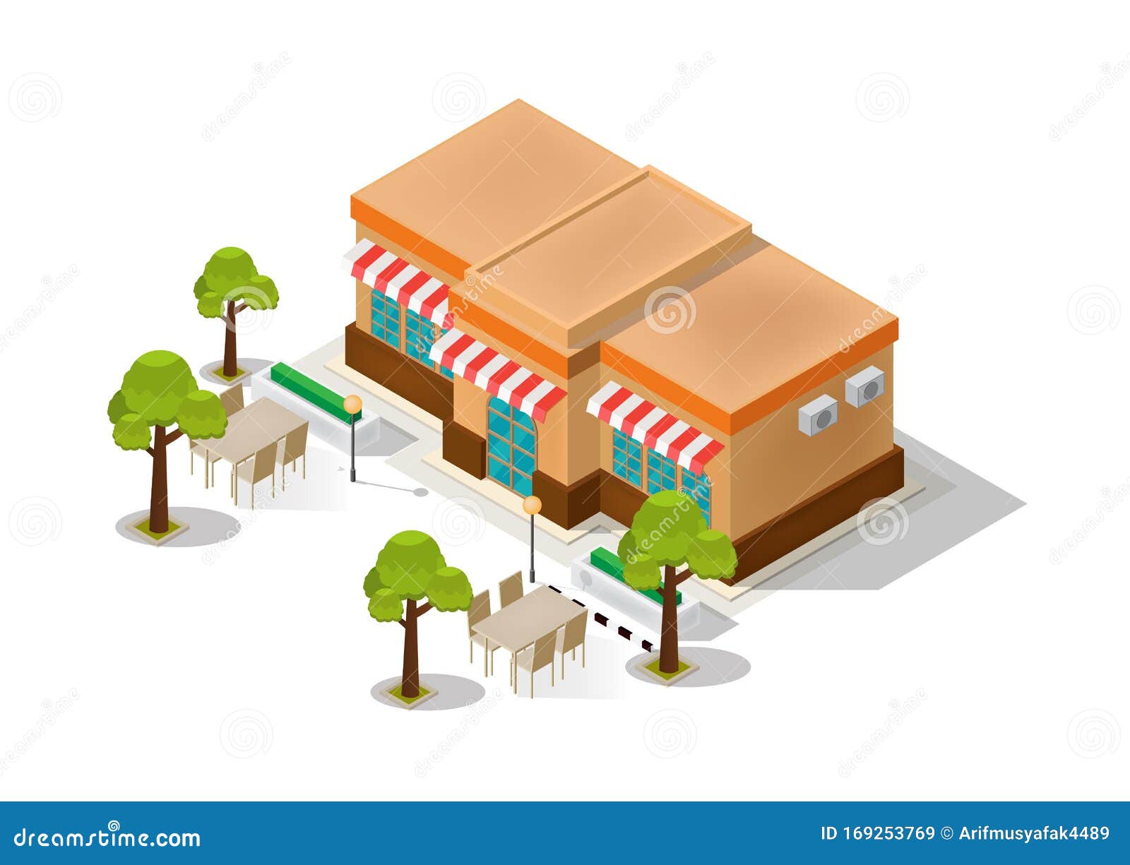 Vector isometric cafe shop stock vector. Illustration of estate - 169253769