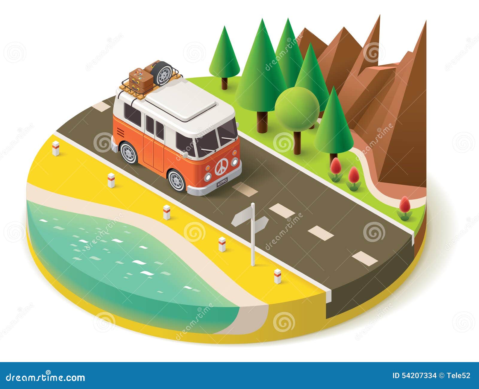 Isometric Camper Set With Different Vans Vector Illustration ...