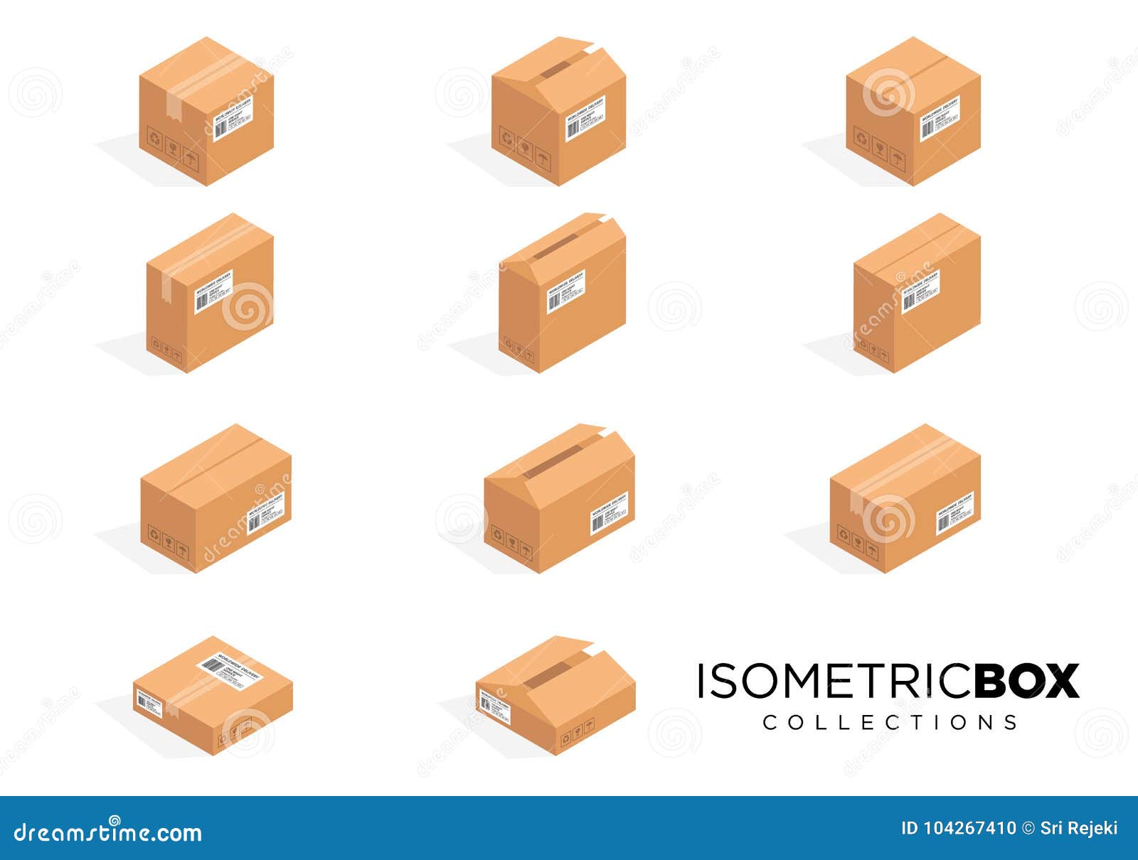 Vector Isometric Cardboard Boxes. Box Cardboard, Box Package, Box ...