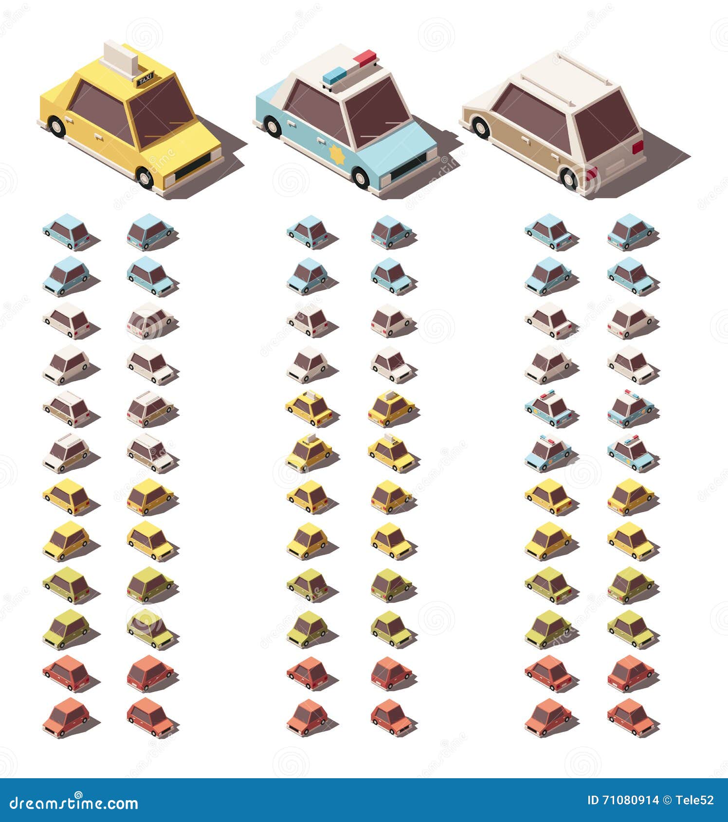 Vector isometric cars set stock vector. Illustration of saloon - 71080914