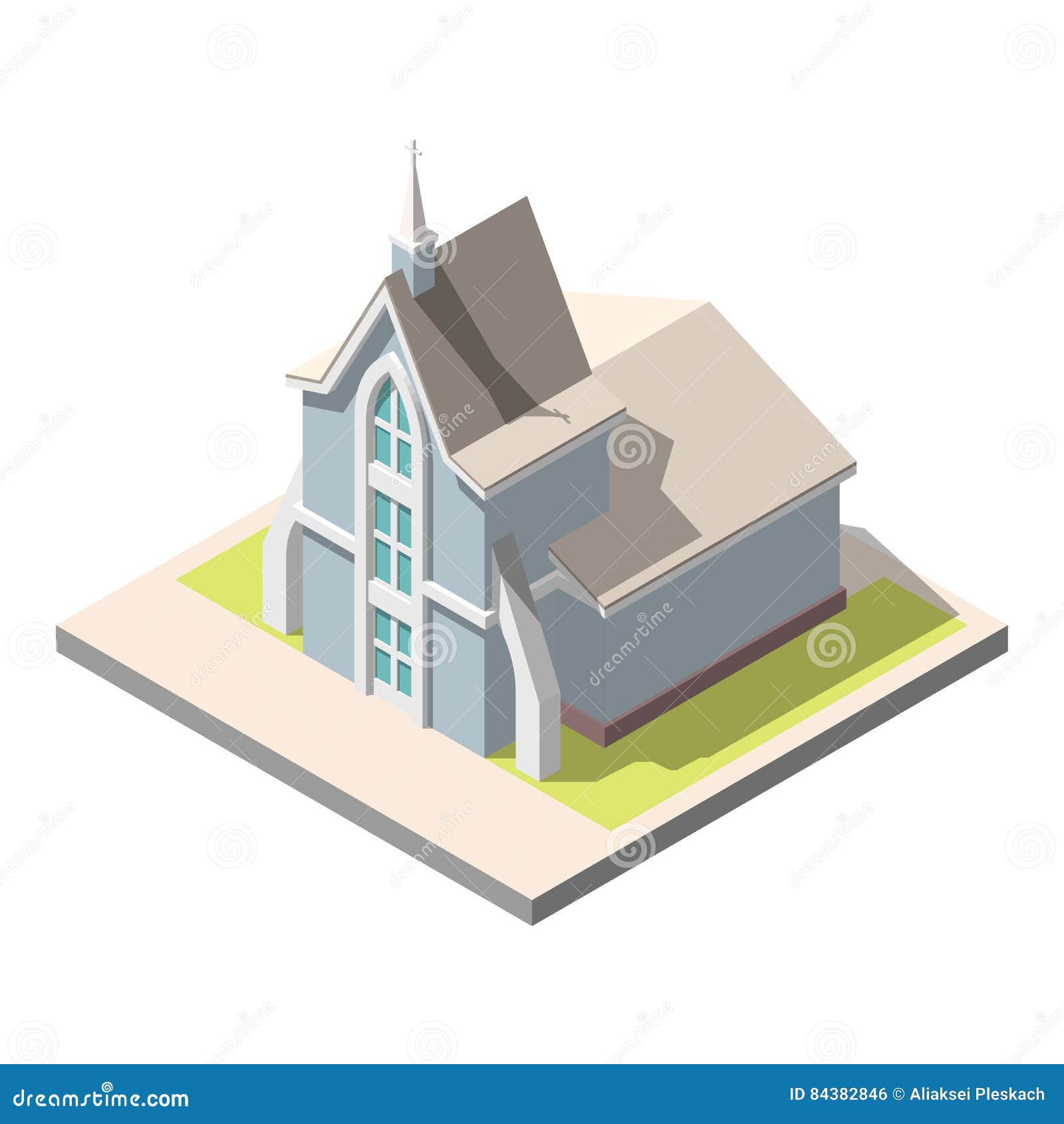 Isometric Christian Catholic Church Building Vector Illustration ...