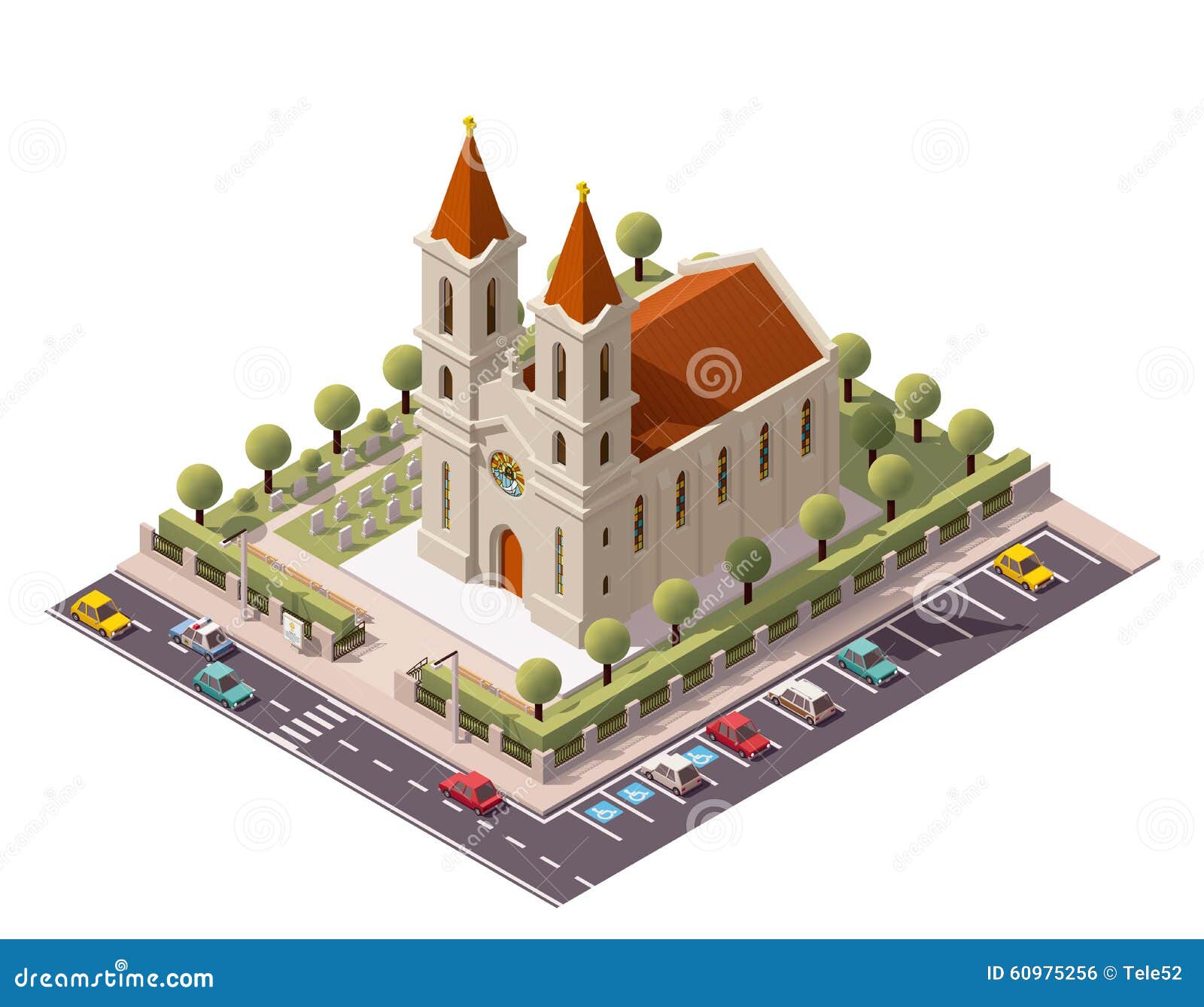 Vector isometric church stock vector. Illustration of icon - 60975256