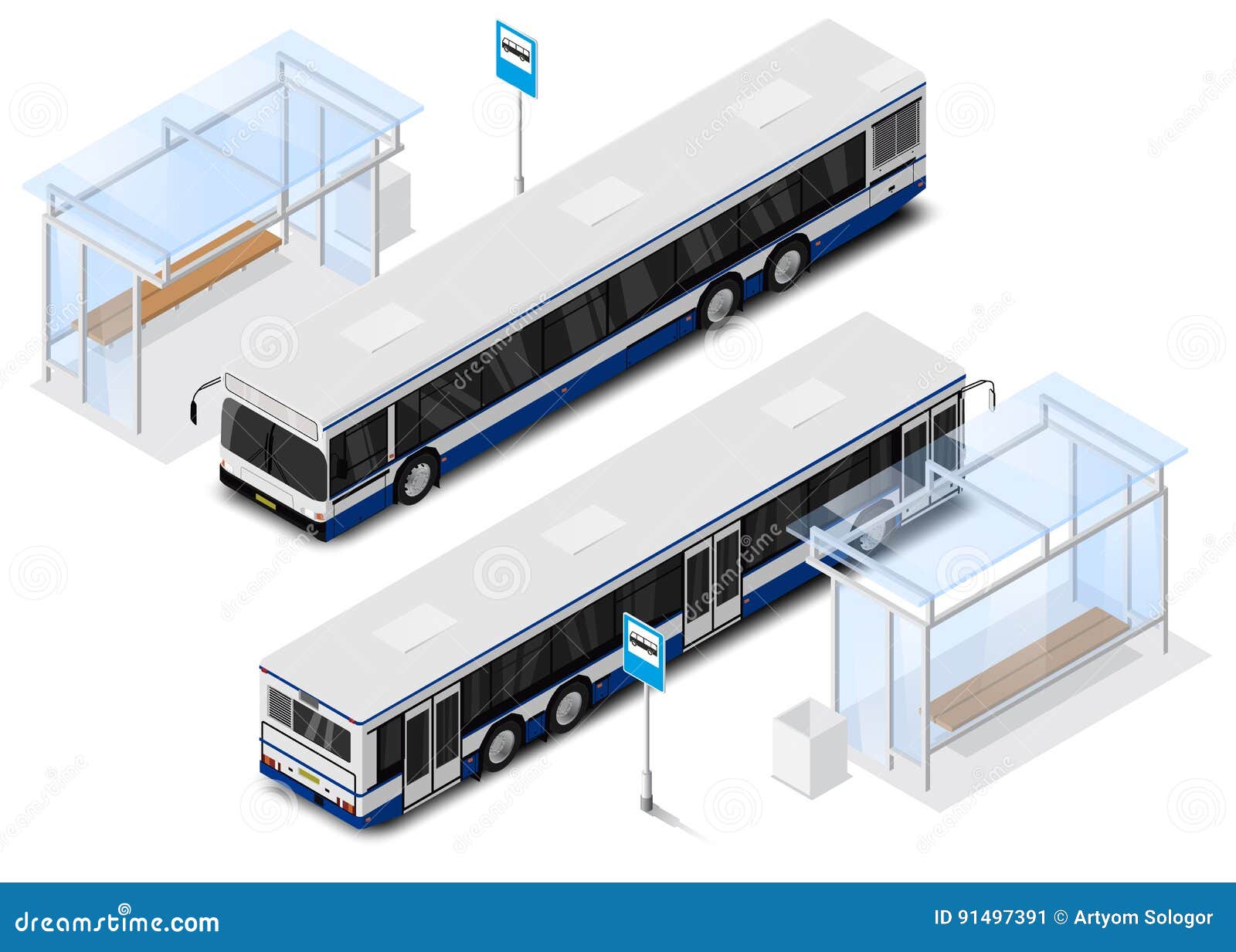 Vector Isometric City Bus Illustration. Transport Icon. Stock Vector ...