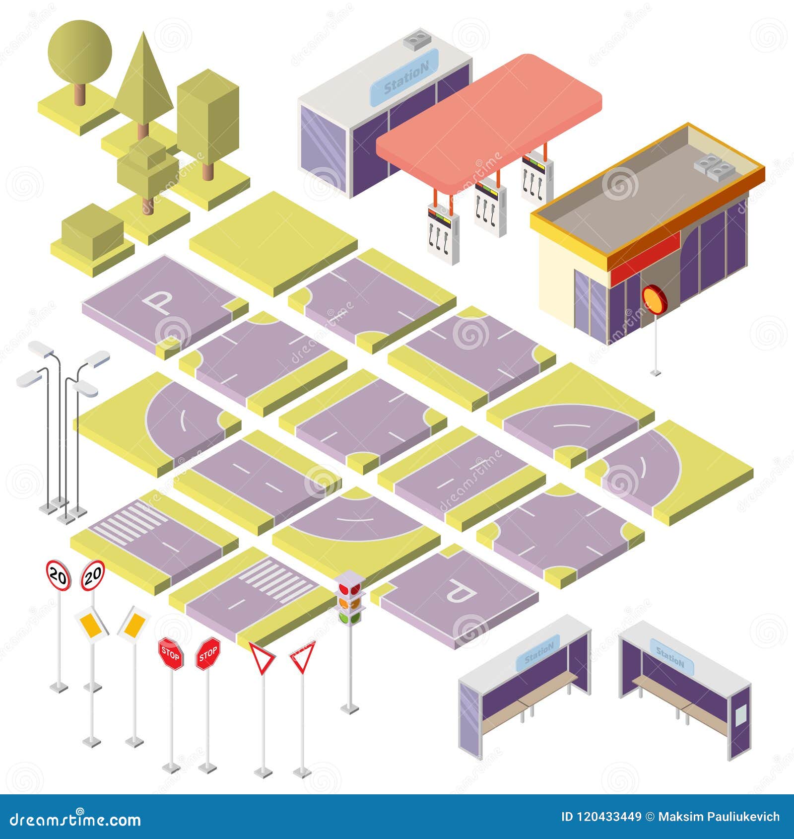 A Set Of Road Sections, Circular Interchanges, Various Intersections ...