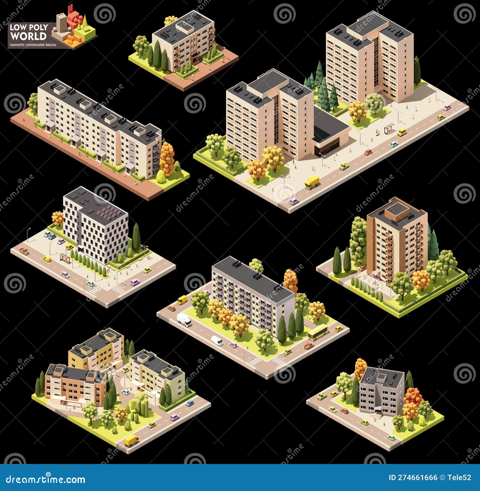 Vector Isometric City Map Blocks Stock Vector - Illustration of ...