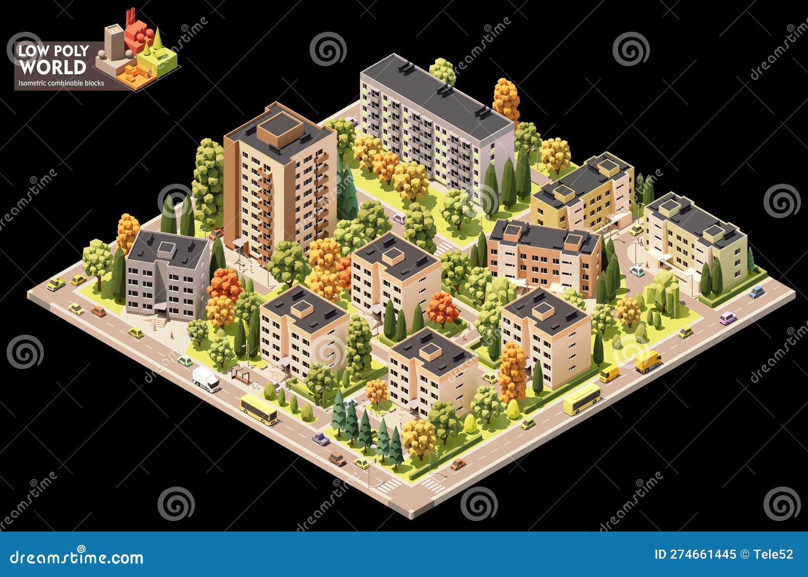 Vector Isometric City Residential Area Map | CartoonDealer.com #274661445