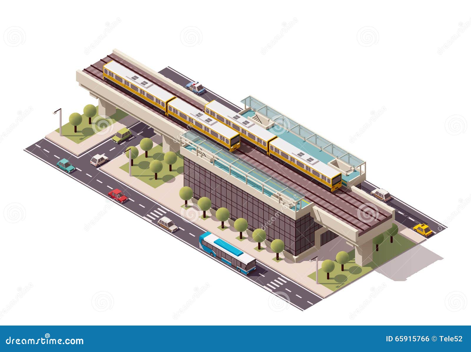 Vector Isometric City Train Station Stock Vector - Image: 65915766