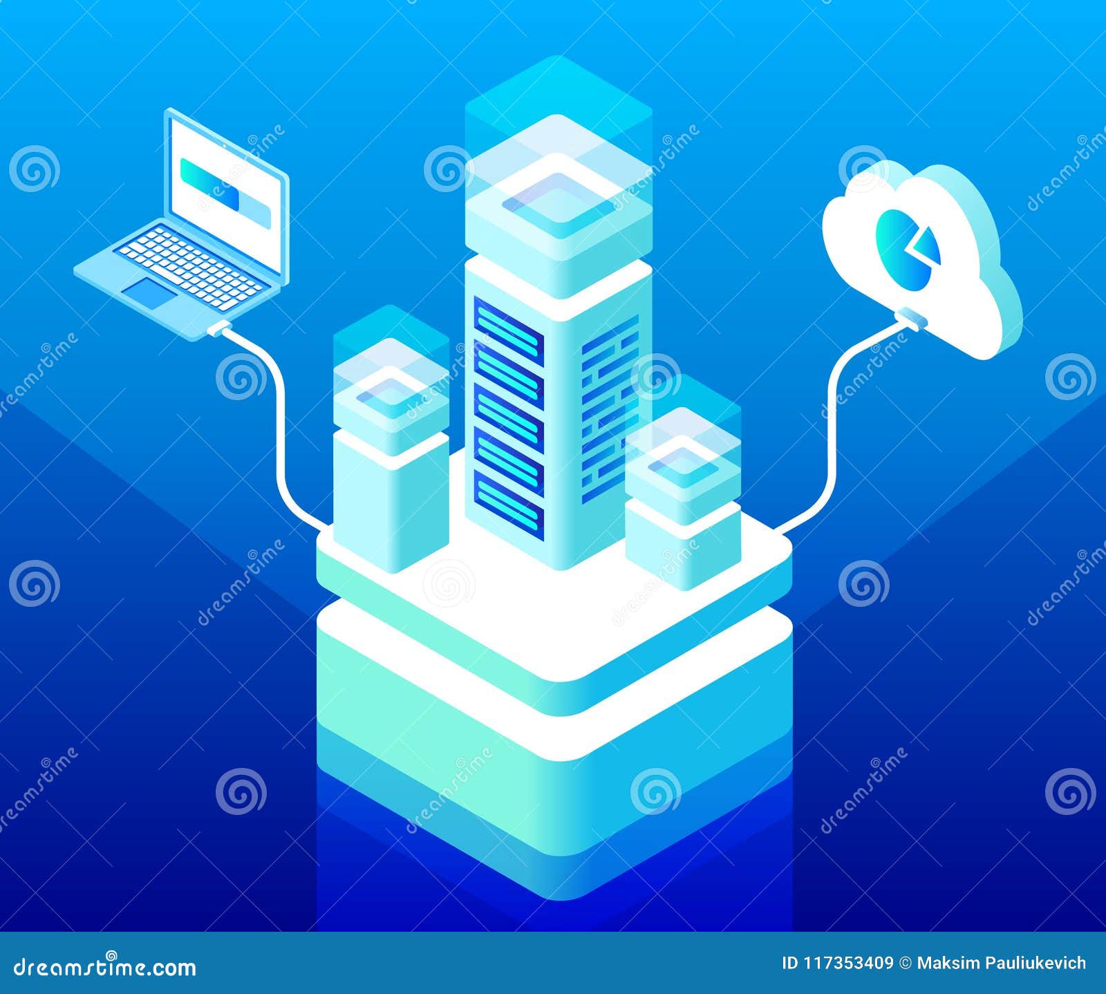 Vector Isometric Cloud Computing and Data Storage Stock Vector - Illustration of connect ...