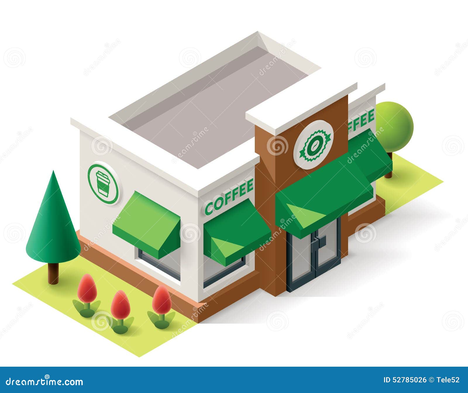 Vector Isometric Coffee Shop Stock Vector - Illustration of commercial ...