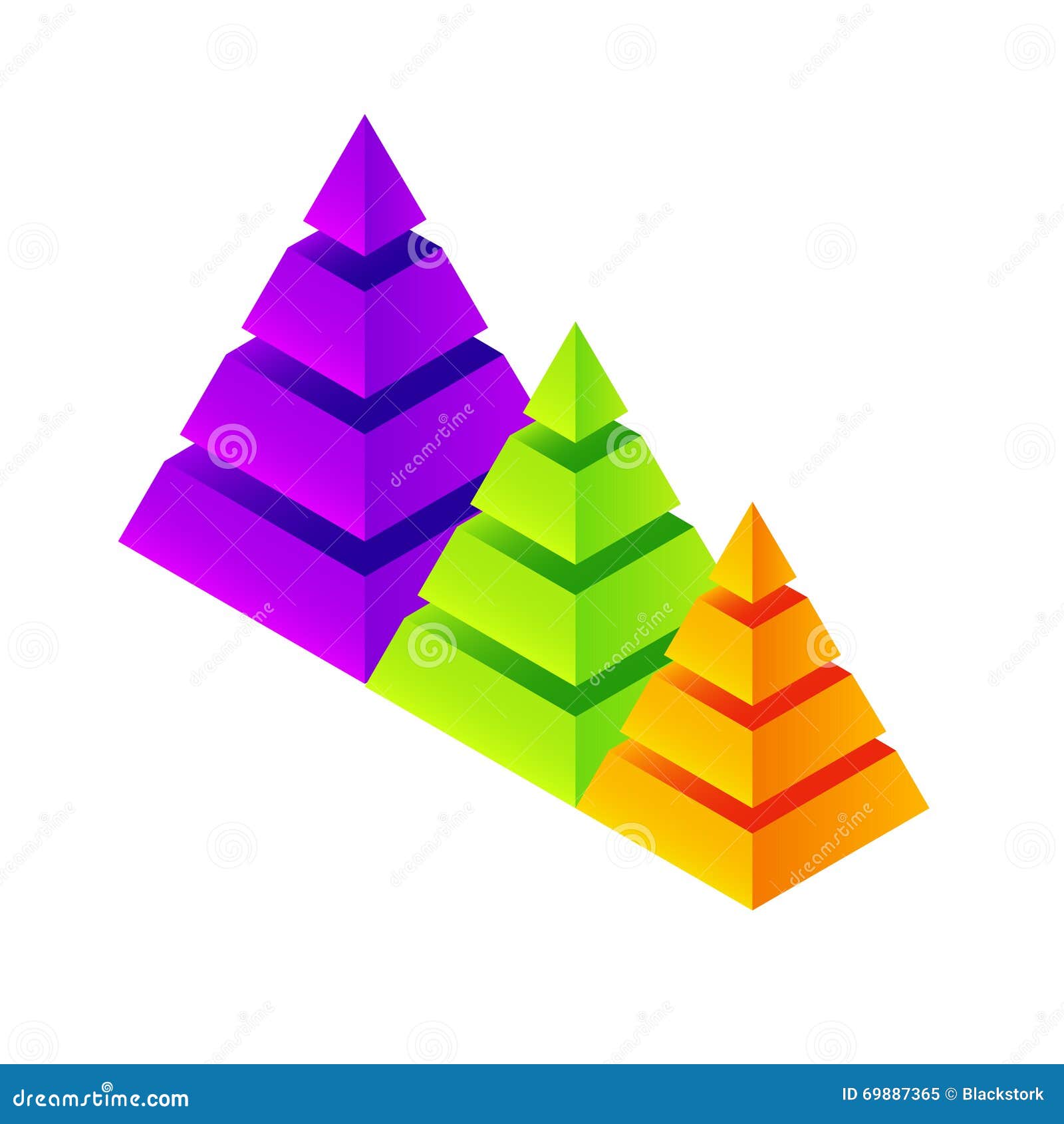 Vector Isometric Colorful Pyramids Stock Vector - Illustration of ...