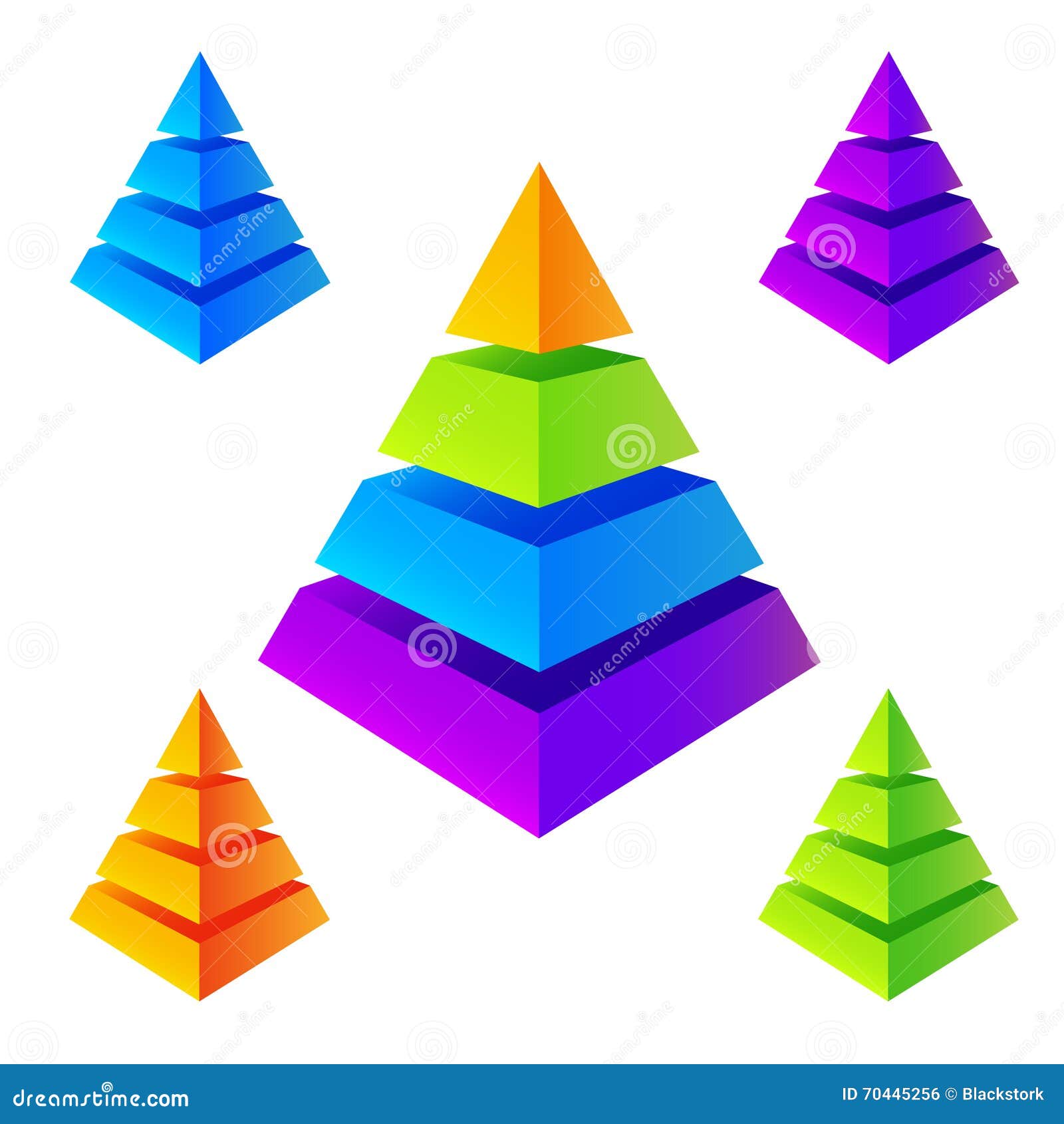 Vector Isometric Colorful Pyramids Set Stock Vector - Illustration of ...