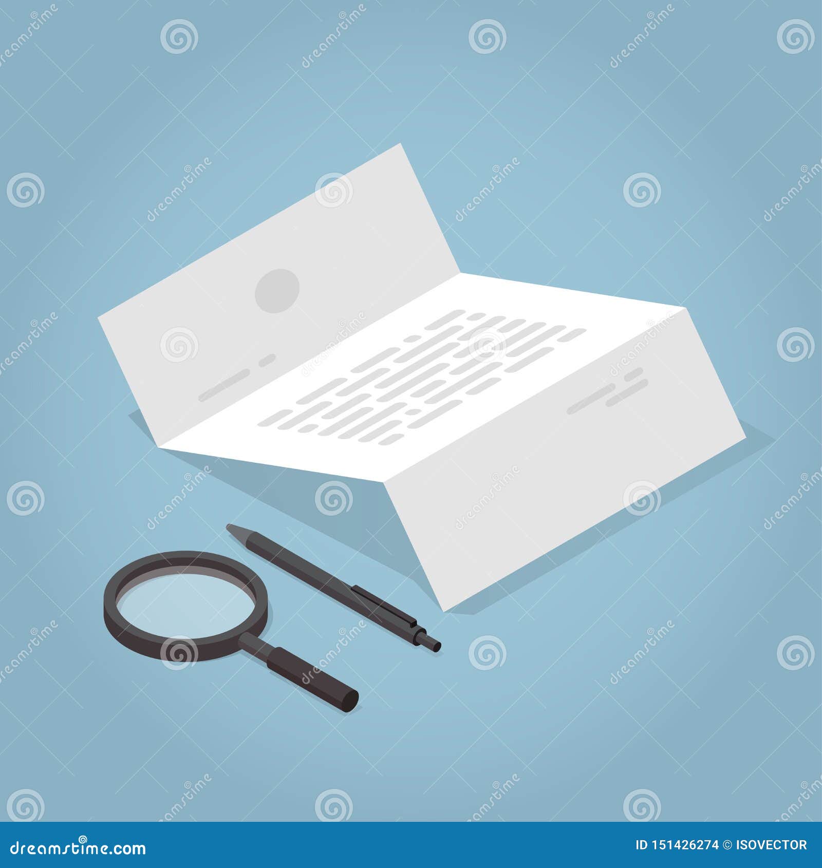 Isometric Contract Concept Illustration Stock Vector - Illustration of ...