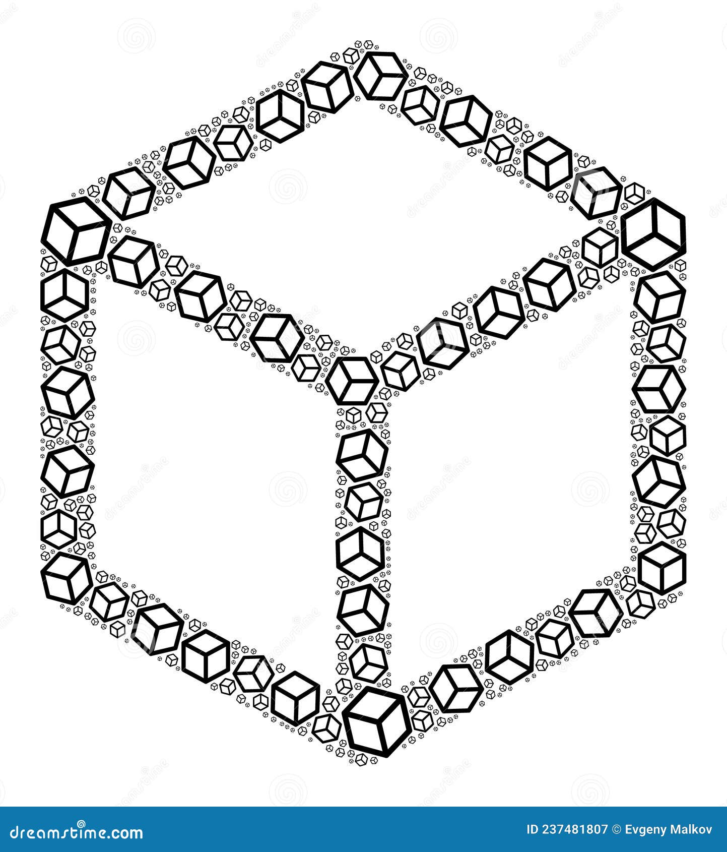 Isometric Cube Fractal Icon Composition of Self Items Stock Vector ...