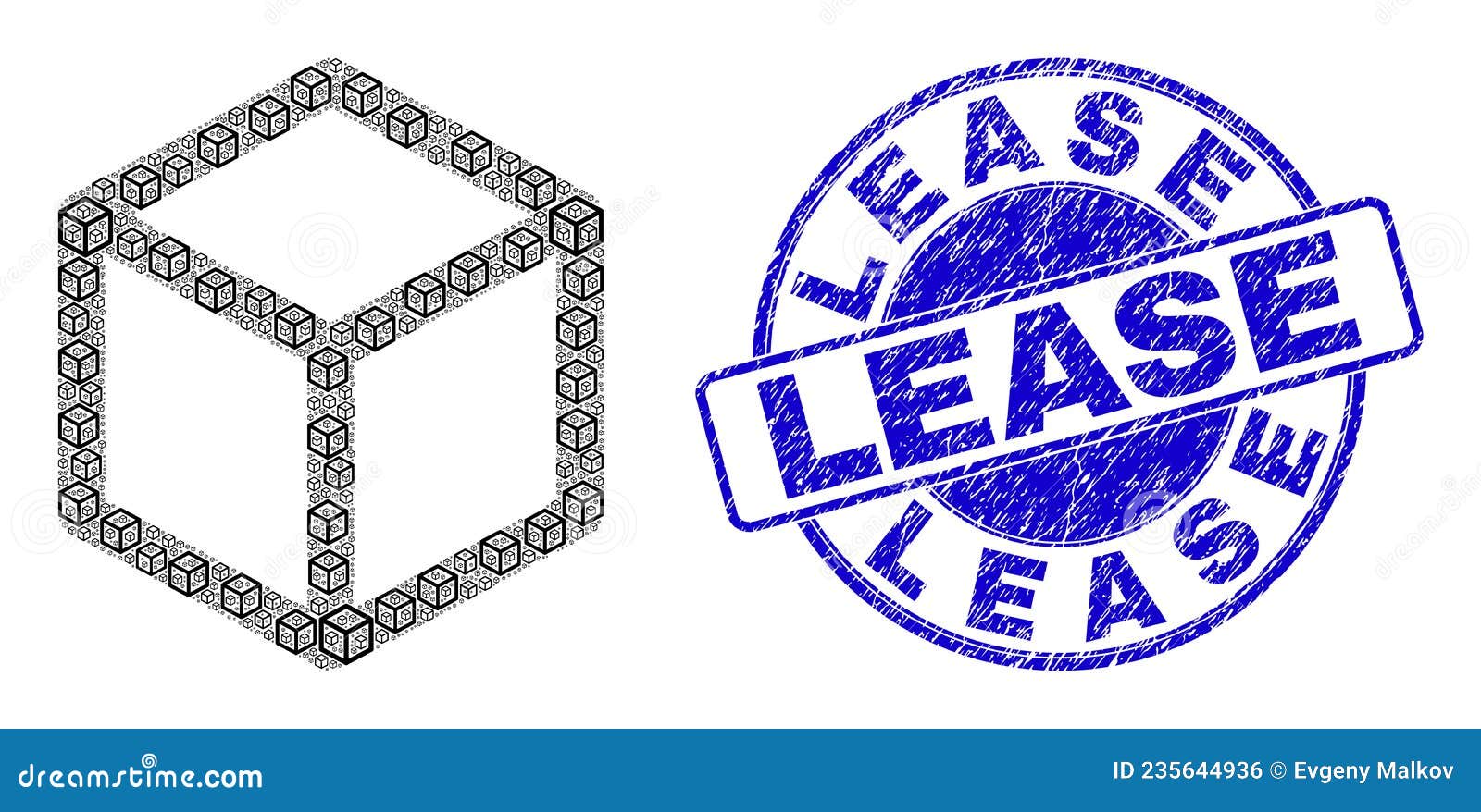 Rubber Lease Stamp and Isometric Cube Recursive Collage of Self Items ...