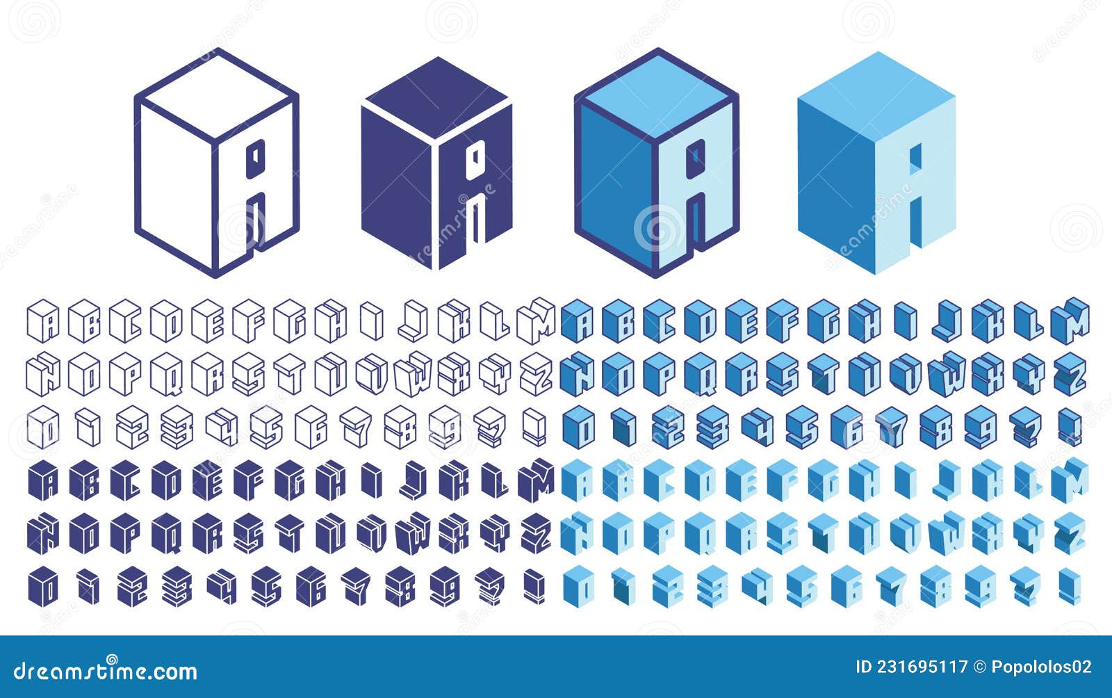 Vector of Isometric Cube Stylized Fonts Stock Vector - Illustration of ...