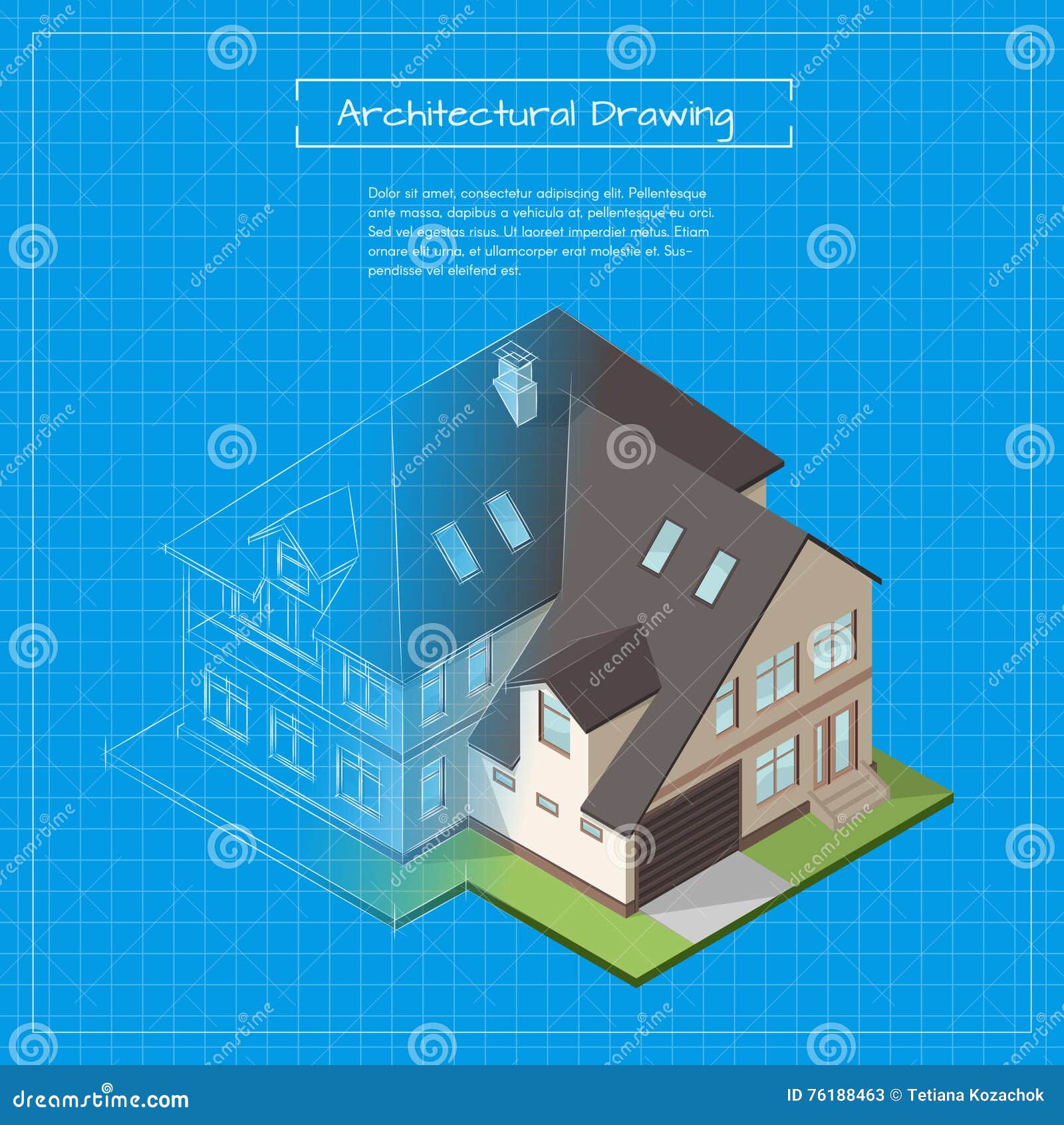 Vector Isometric 3d Illustration of City Building Blueprint. Stock ...