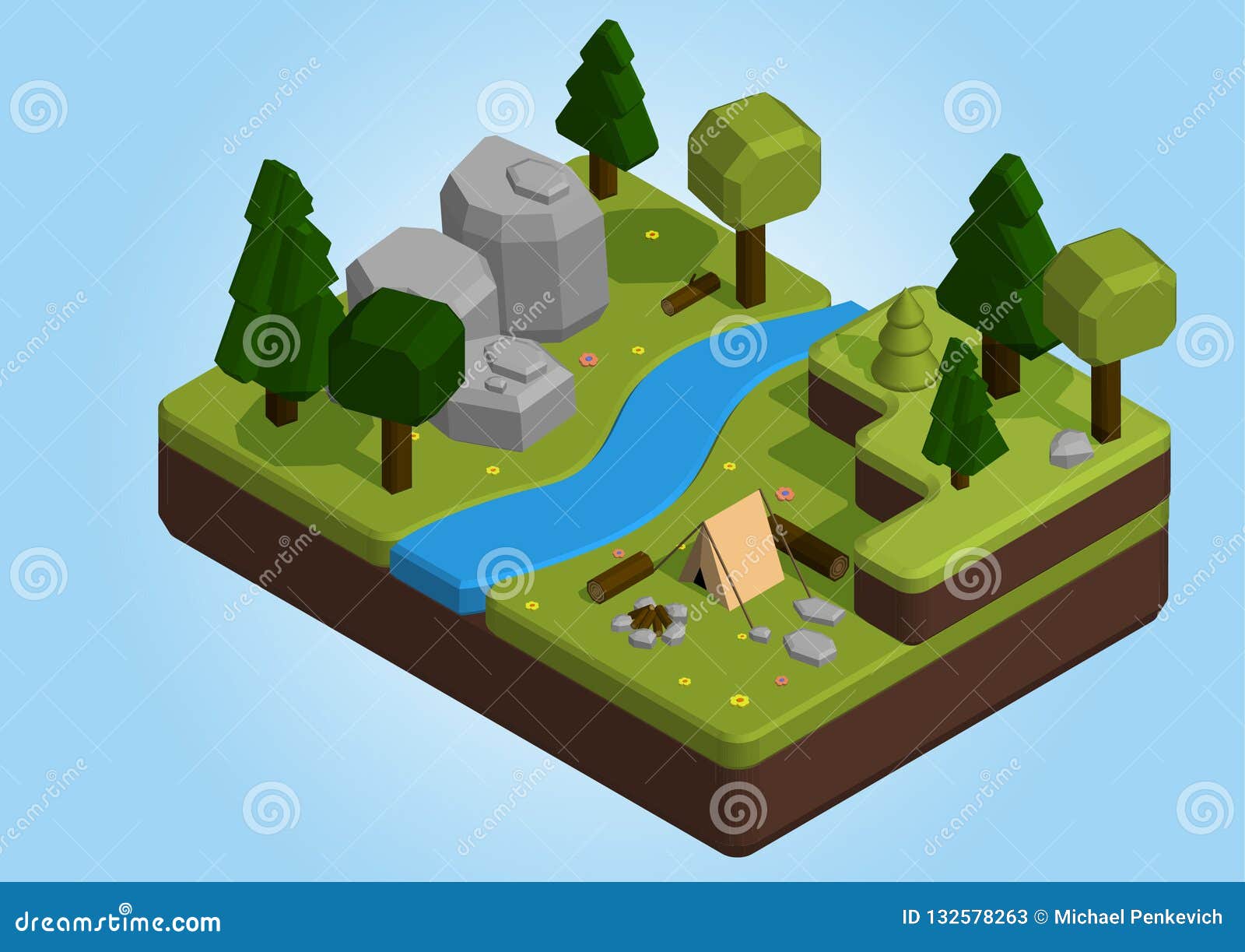 Isometric 3d Low Poly Elements in the Camping Site Stock Vector ... Isometric 3d Low Poly Elements in the Camping Site Stock Vector ...