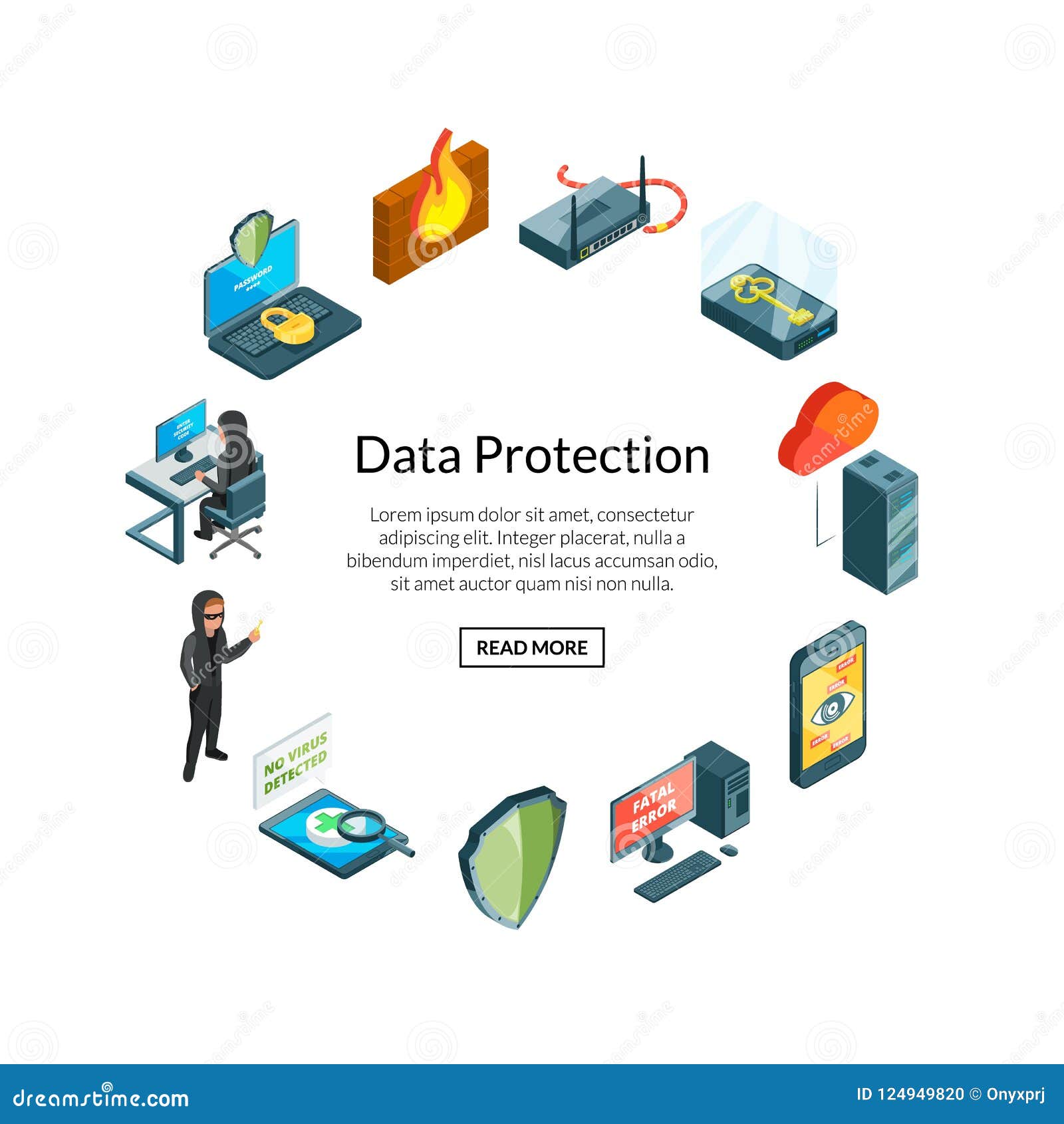 Vector Isometric Data and Computer Safety Icons Stock Vector ...