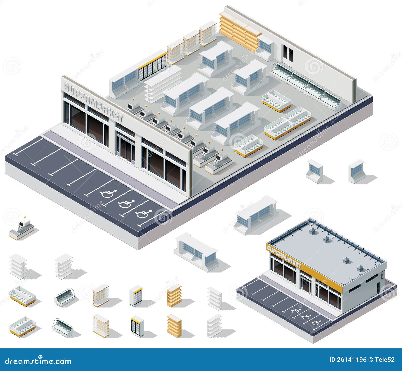 Isometric Supermarket Elements Set Cartoon Vector | CartoonDealer.com #107871435