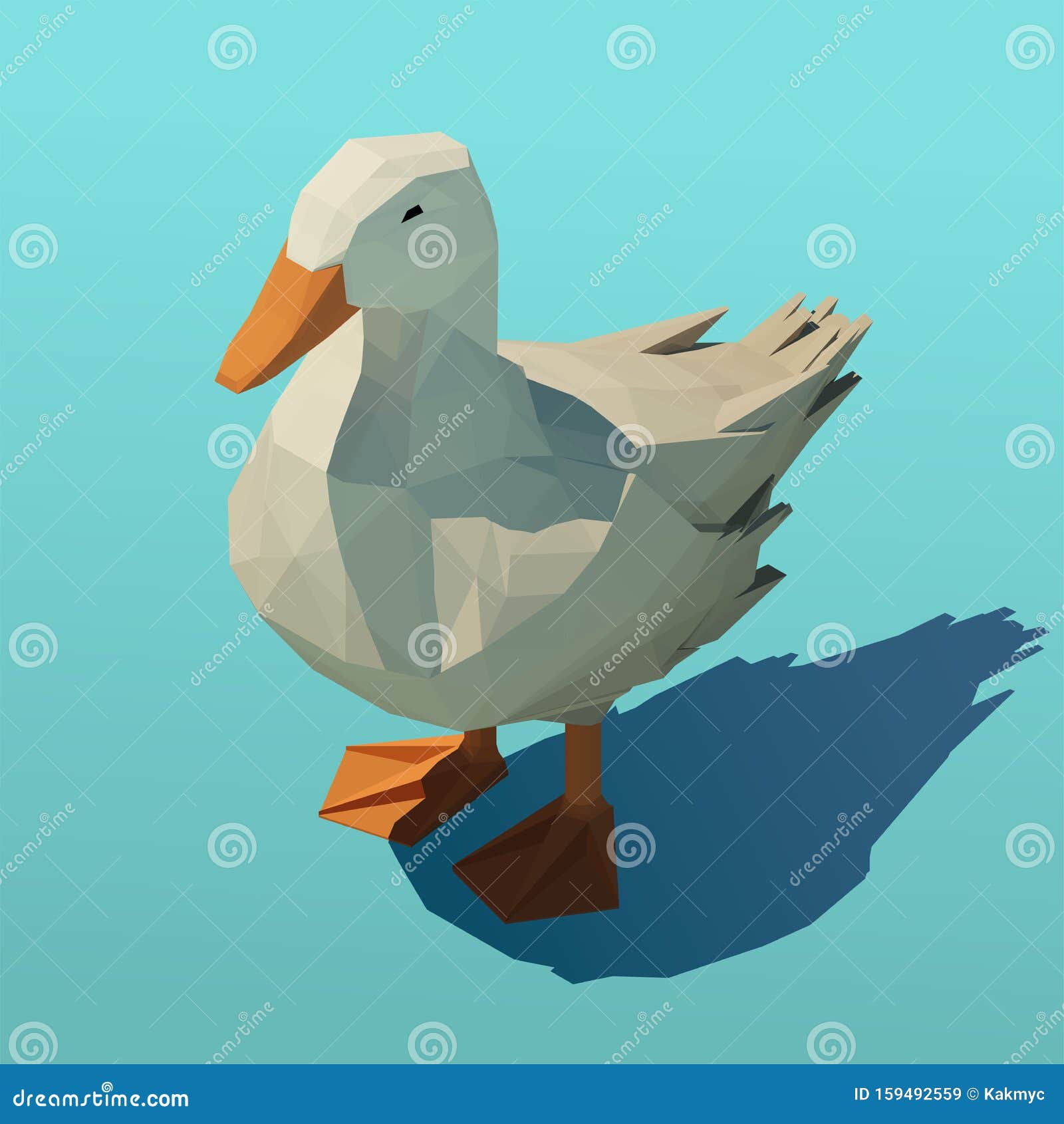 Vector Isometric Duck Standing in Shallow Water Stock Vector ...