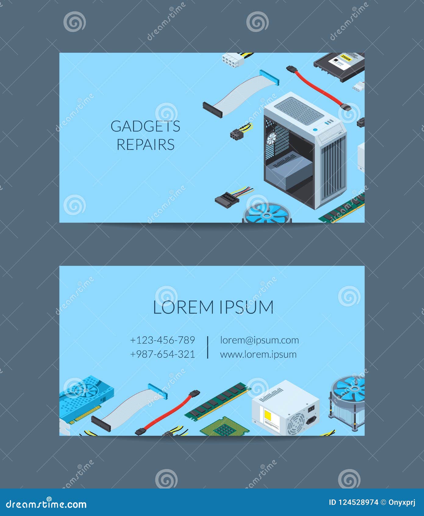 Vector Isometric Electronic Devices Business Card Template Stock Vector ...