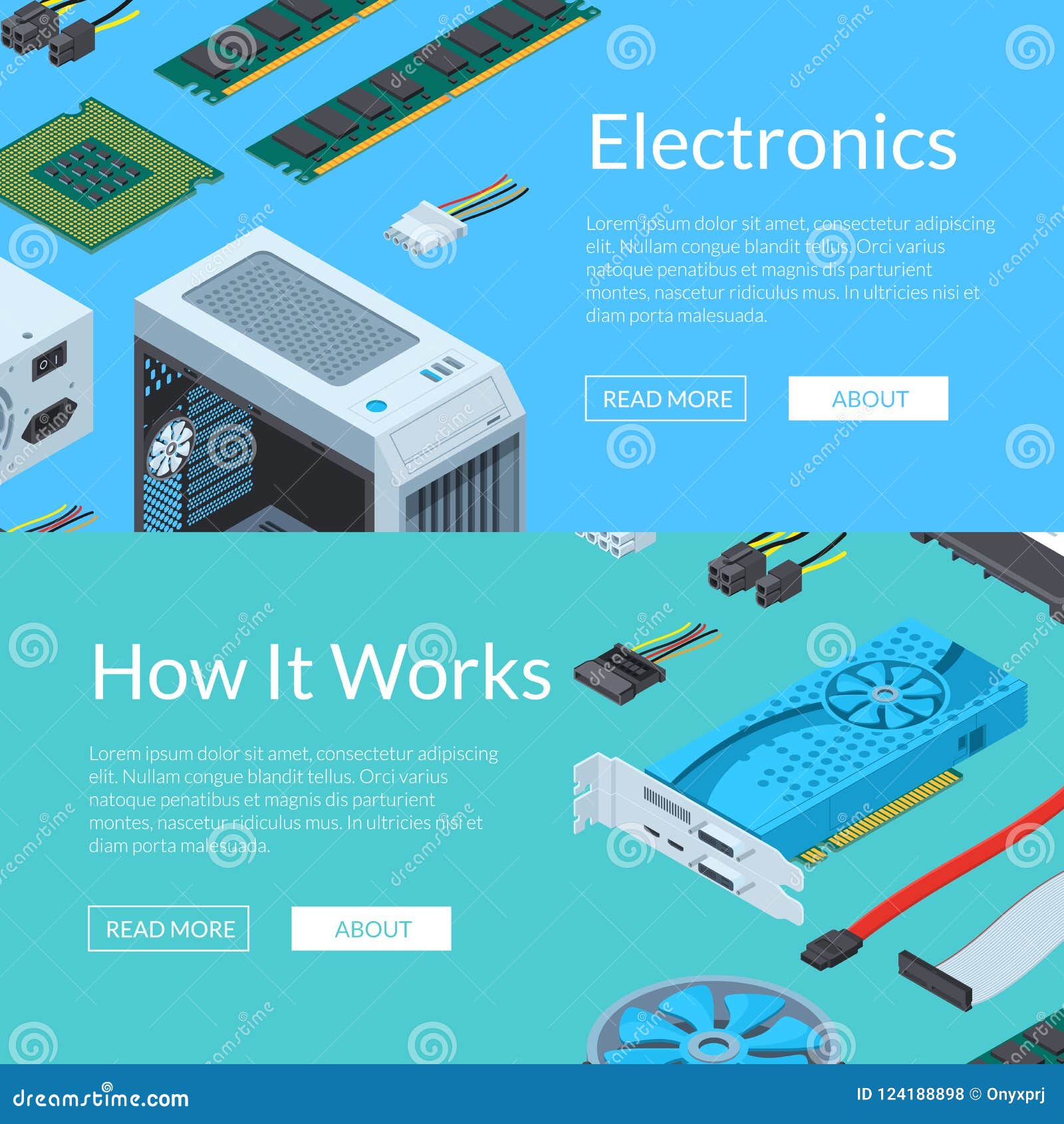 Vector Isometric Electronic Devices Horizontal Web Banners Illustration ...