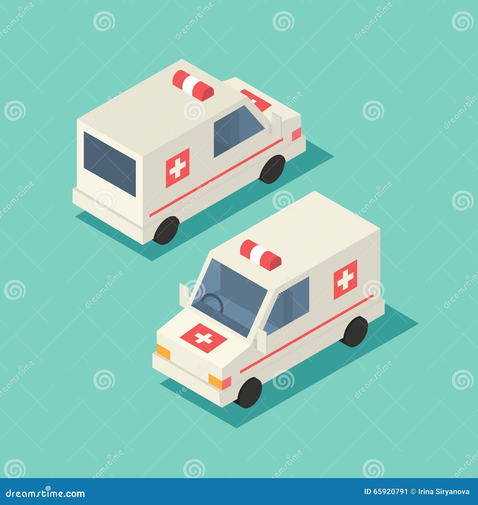 Vector Isometric Emergency Car Icon. Stock Vector - Illustration of ...