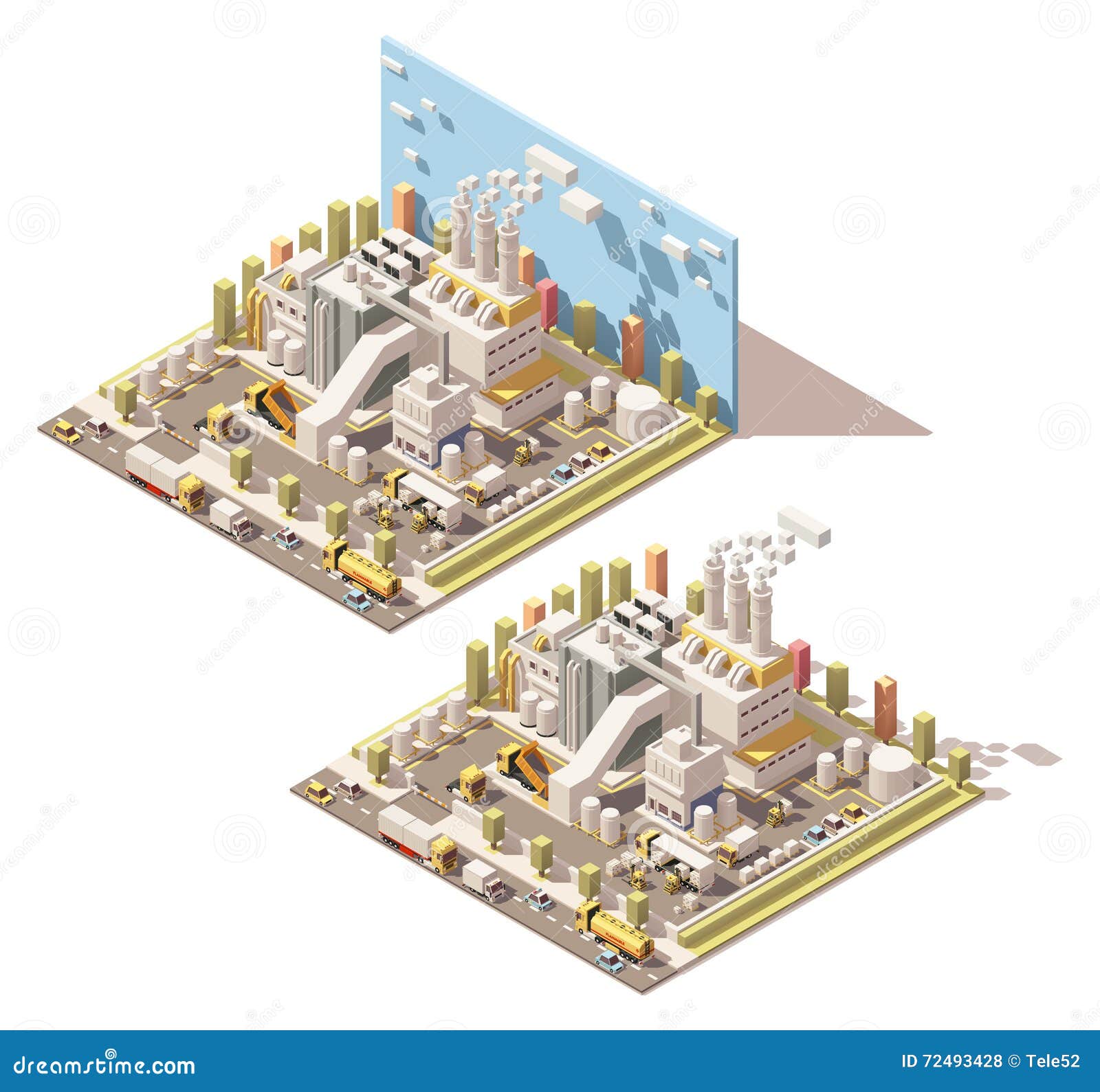 Vector Isometric Factory Building with Smoking Pipes Icon Stock Vector ... Vector Isometric Factory Building with Smoking Pipes Icon Stock Vector ...